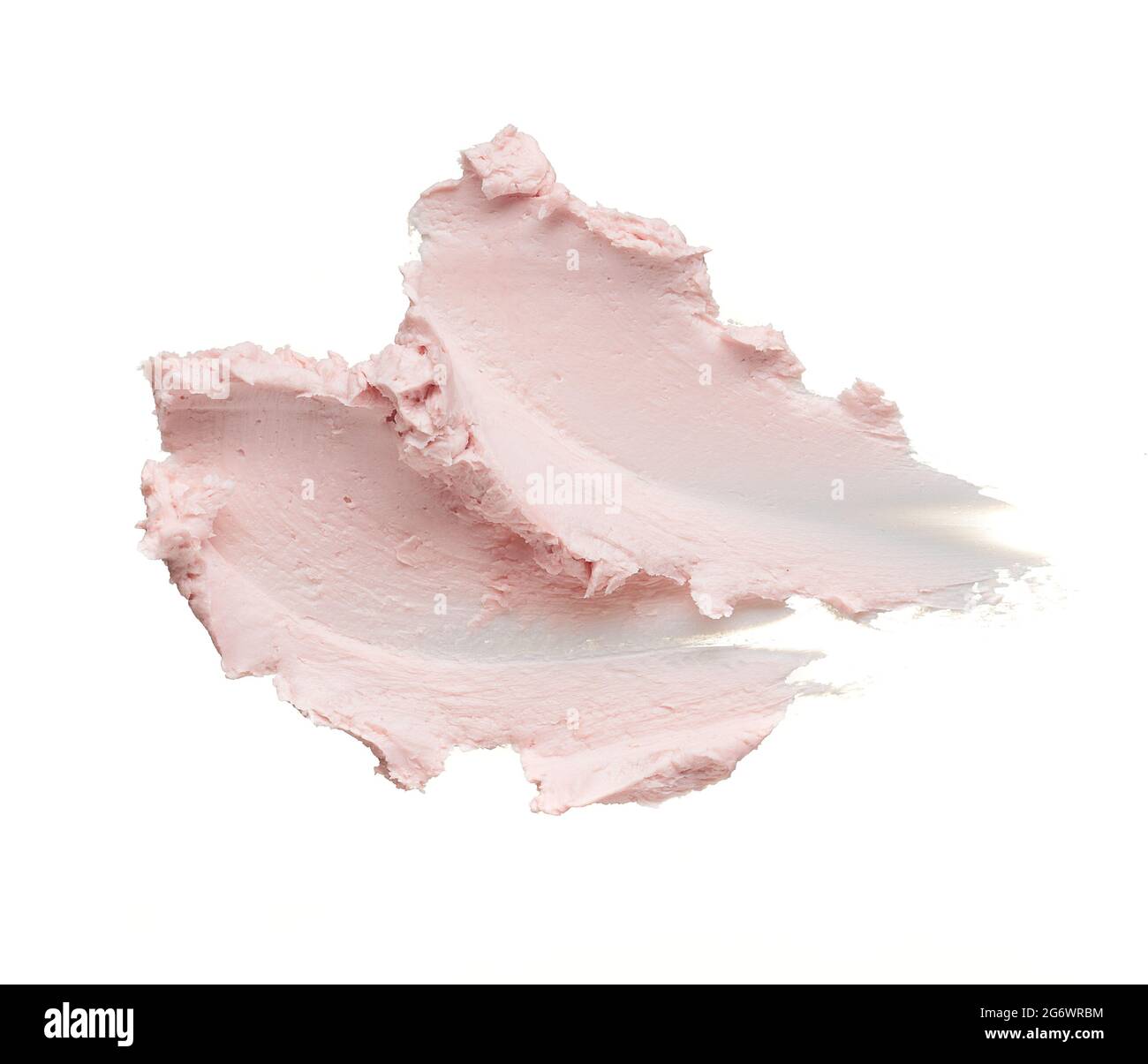 Gently pink smear and texture of face cream or acrylic paint isolated ...