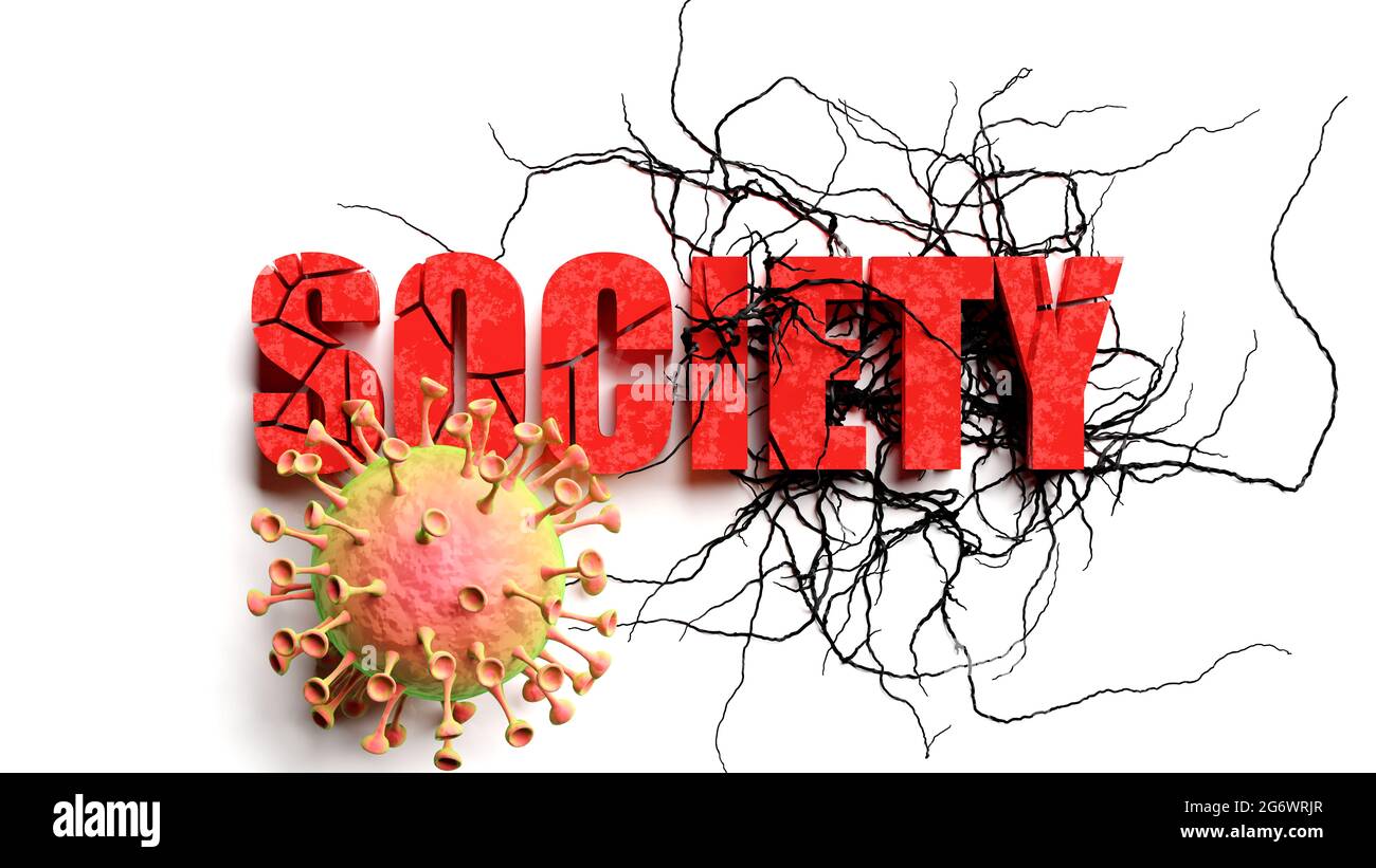 Degradation and society during covid pandemic, pictured as declining ...