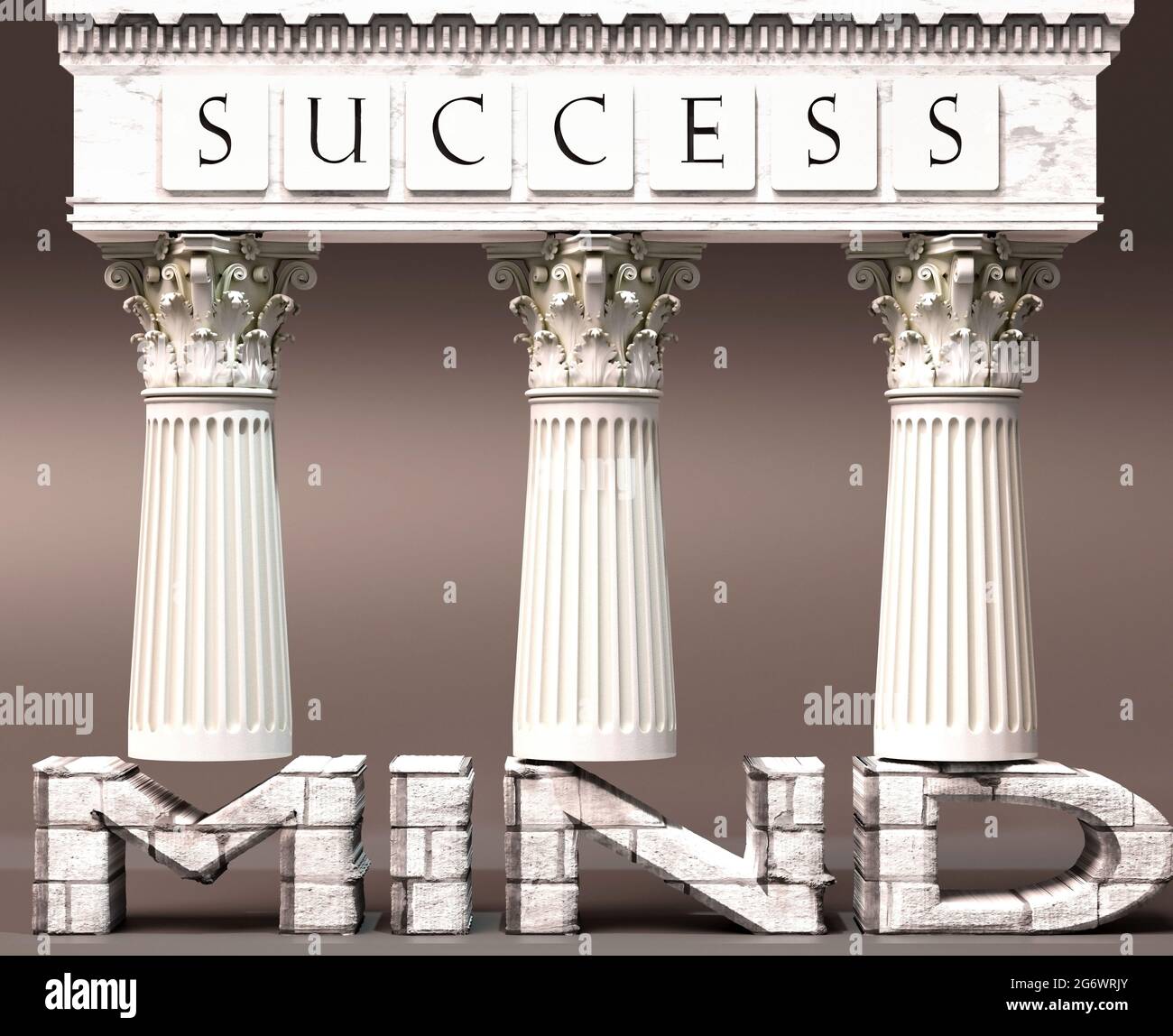 Mind as a foundation of success - symbolized by pillars of success ...