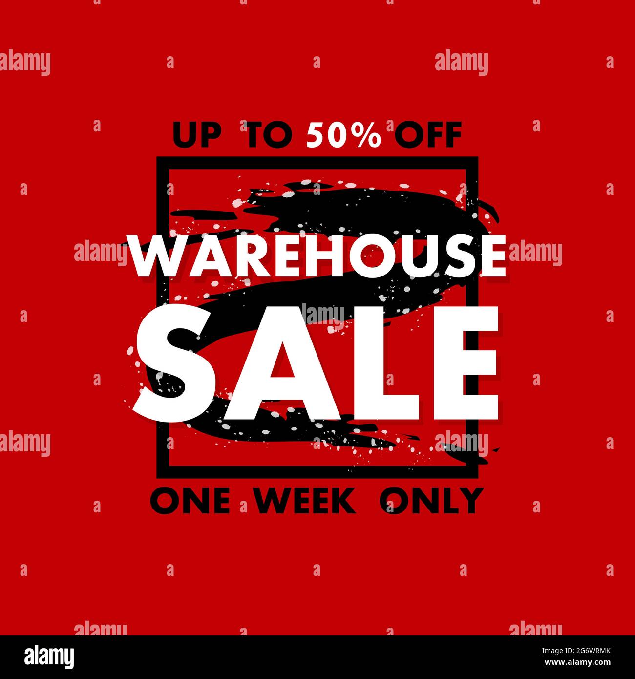 Card with warehouse sale banner on red background for promotion design ...