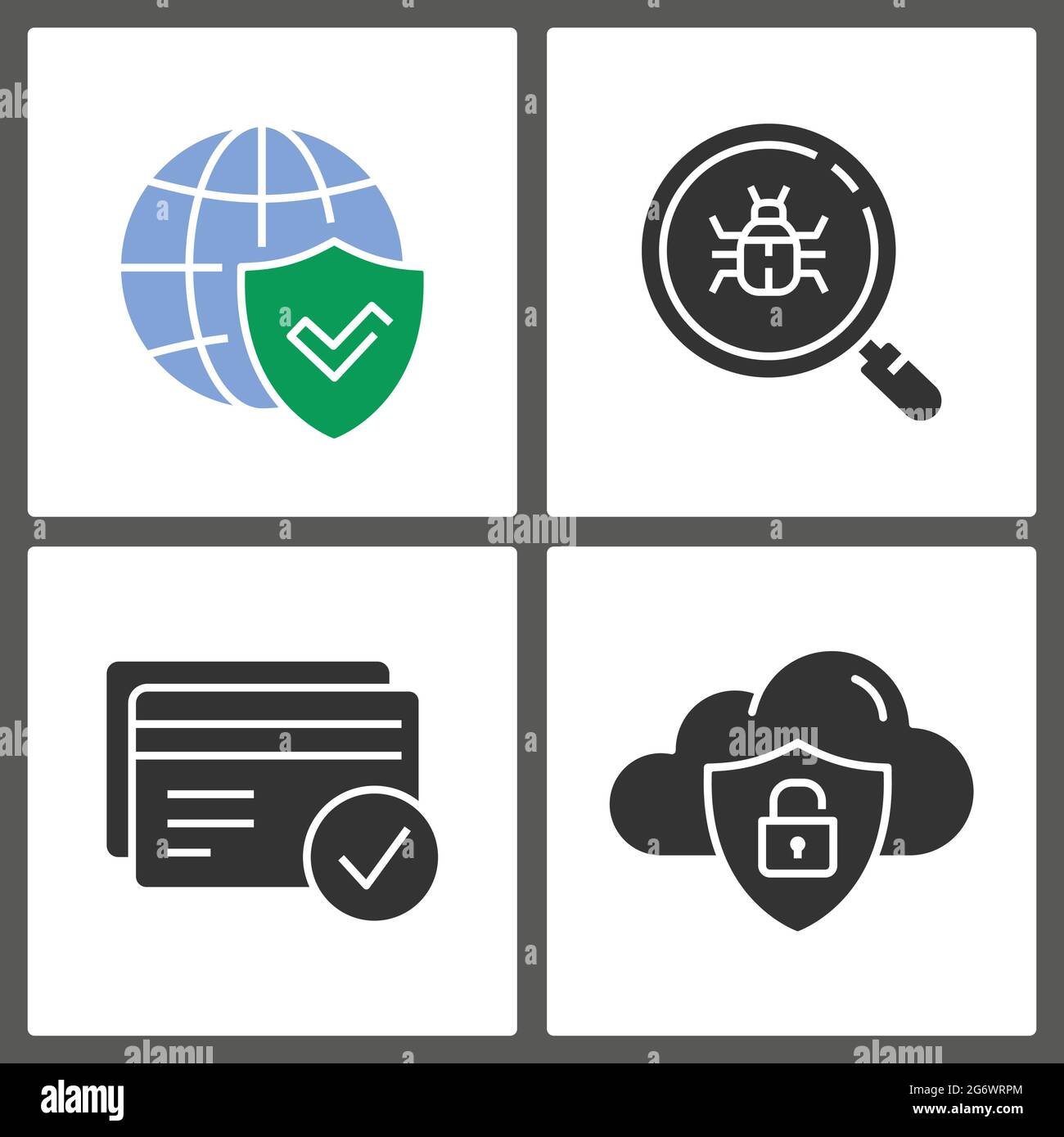 Data security glyph icons. Vector illustration isolated on white Stock ...