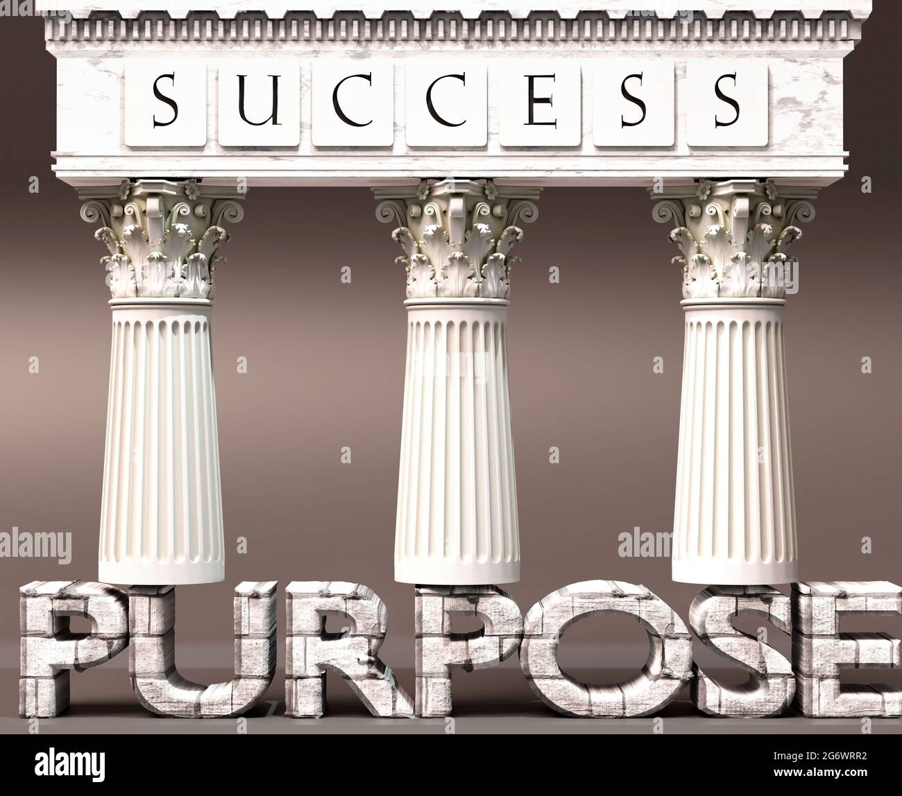 Purpose as a foundation of success - symbolized by pillars of success ...