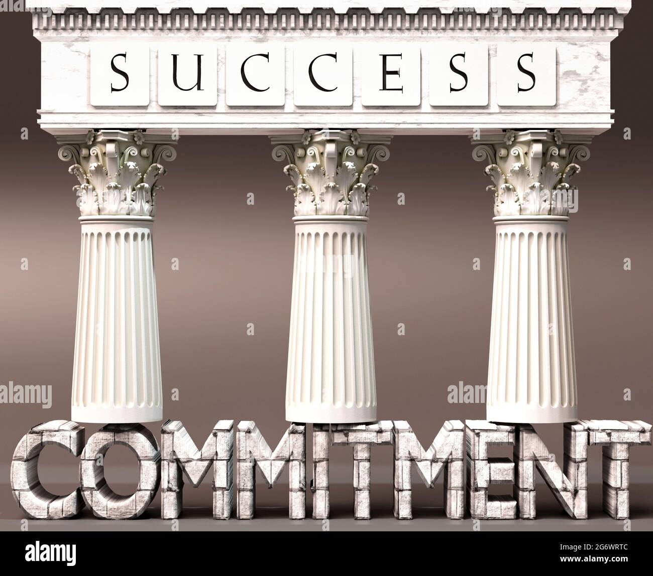 Commitment as a foundation of success - symbolized by pillars of ...