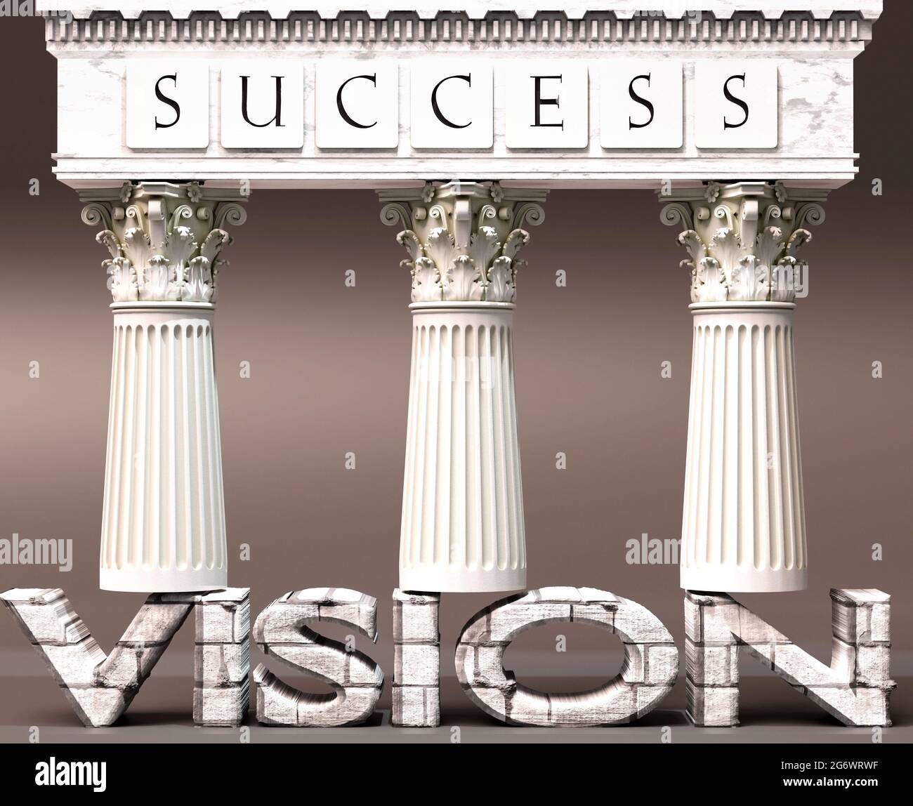 Vision as a foundation of success - symbolized by pillars of success ...