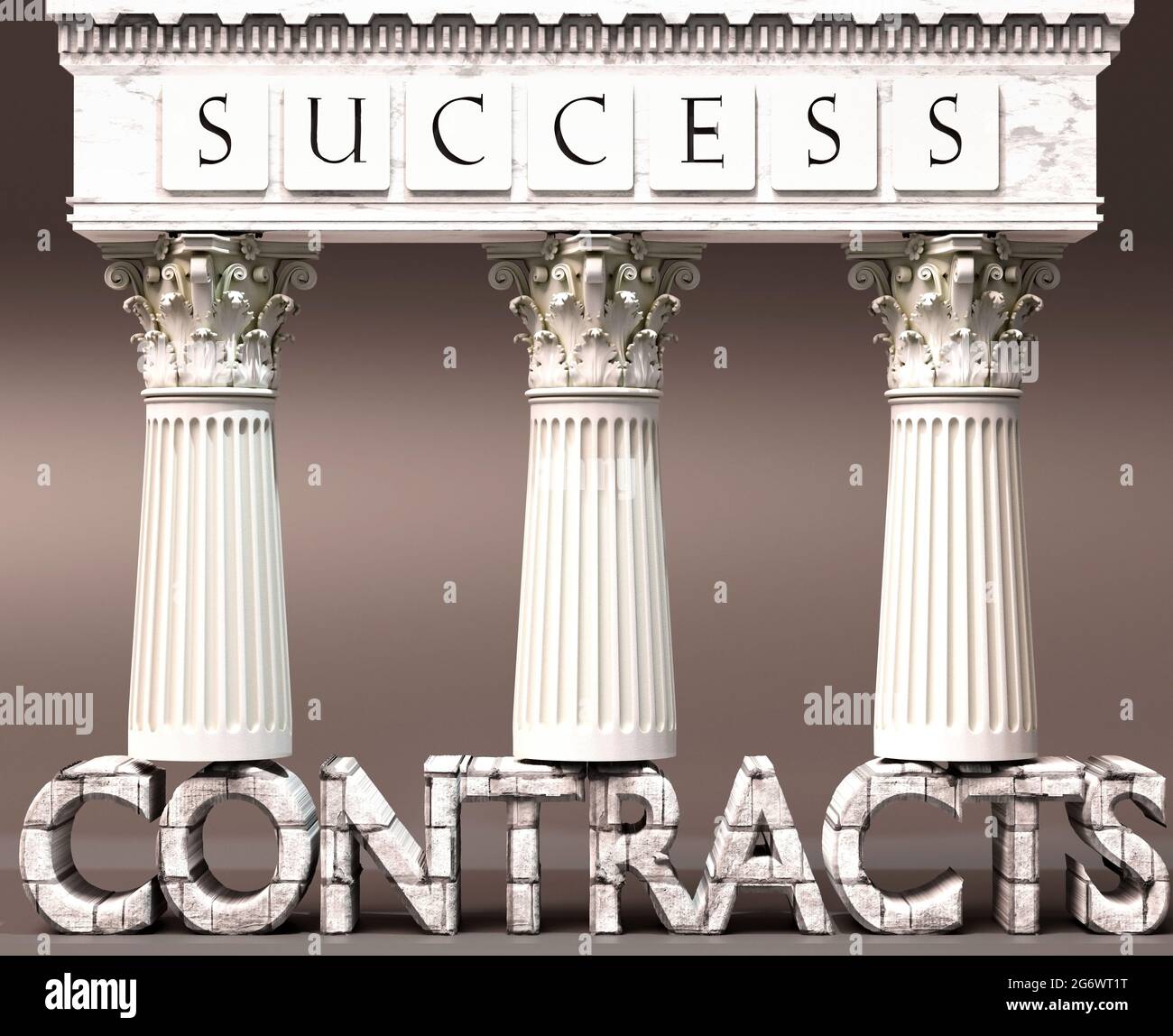 Contracts as a foundation of success - symbolized by pillars of success ...