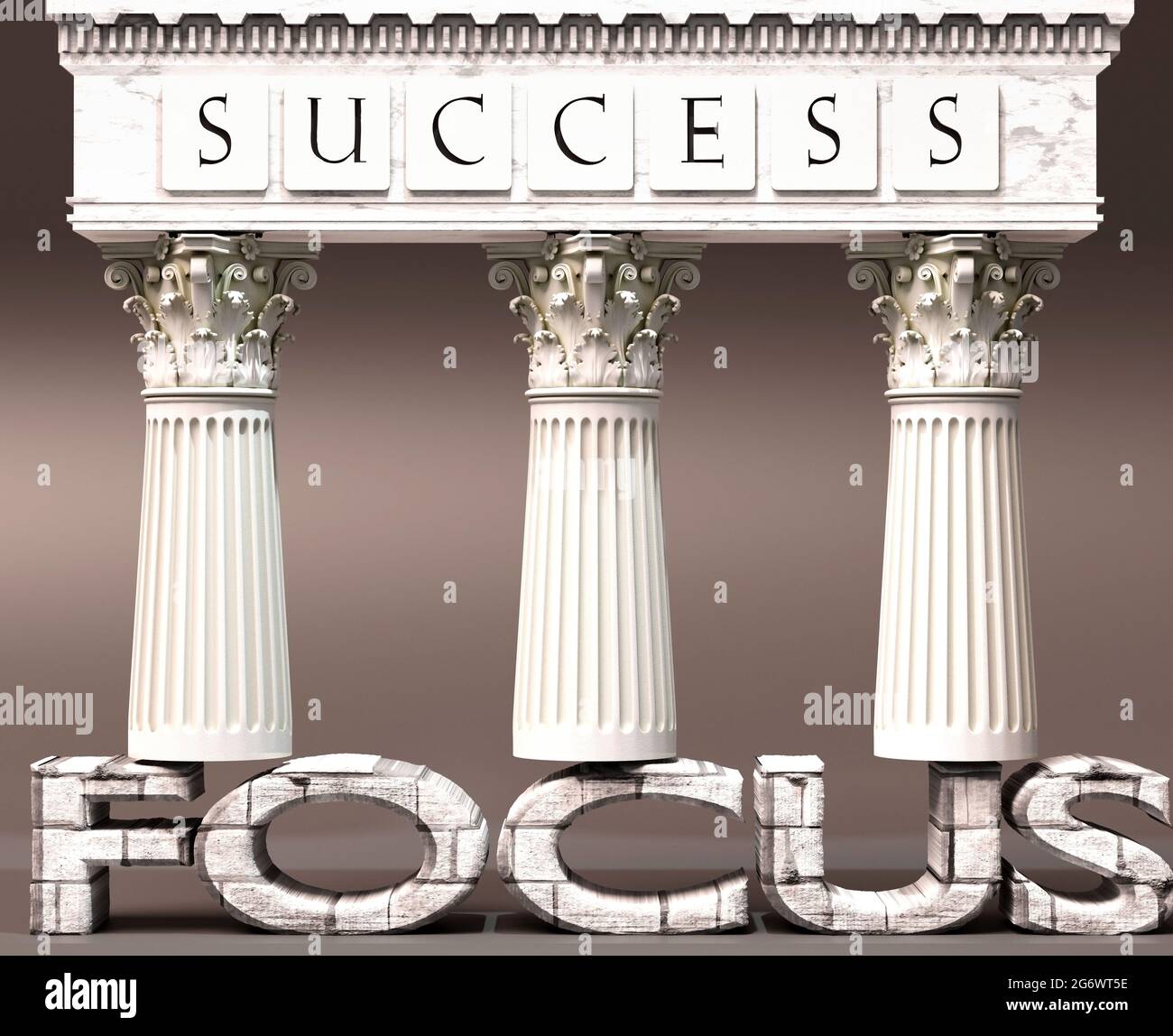 Focus as a foundation of success - symbolized by pillars of success ...