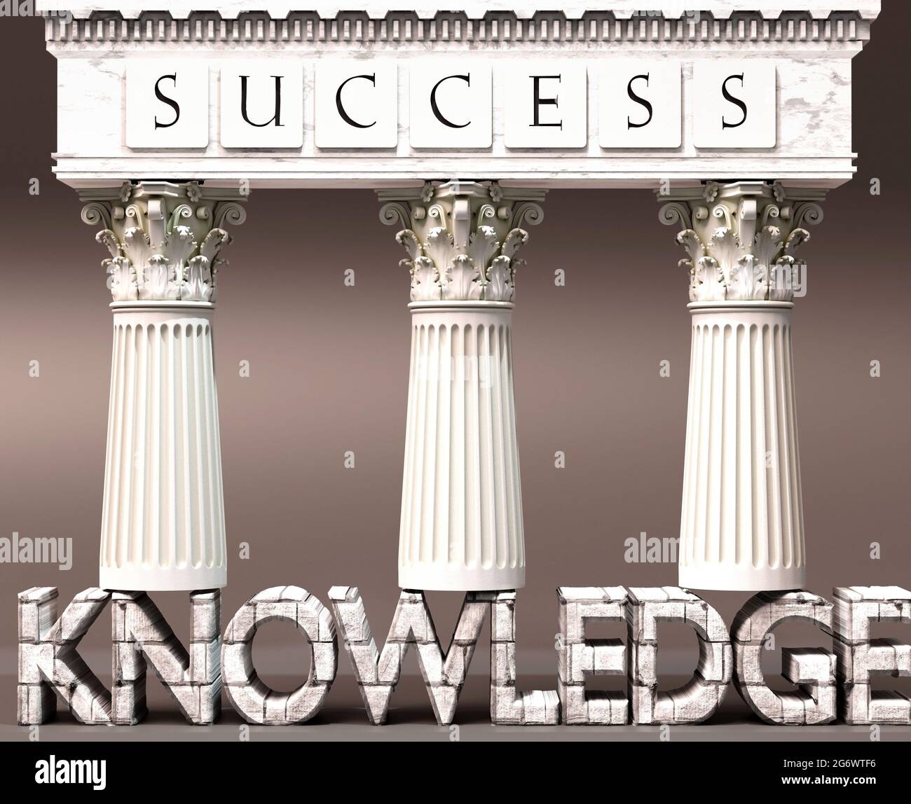 Knowledge as a foundation of success - symbolized by pillars of success ...