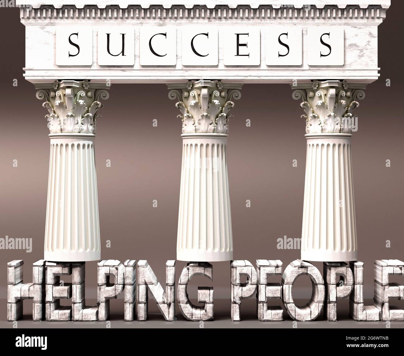 Helping people as a foundation of success - symbolized by pillars of ...