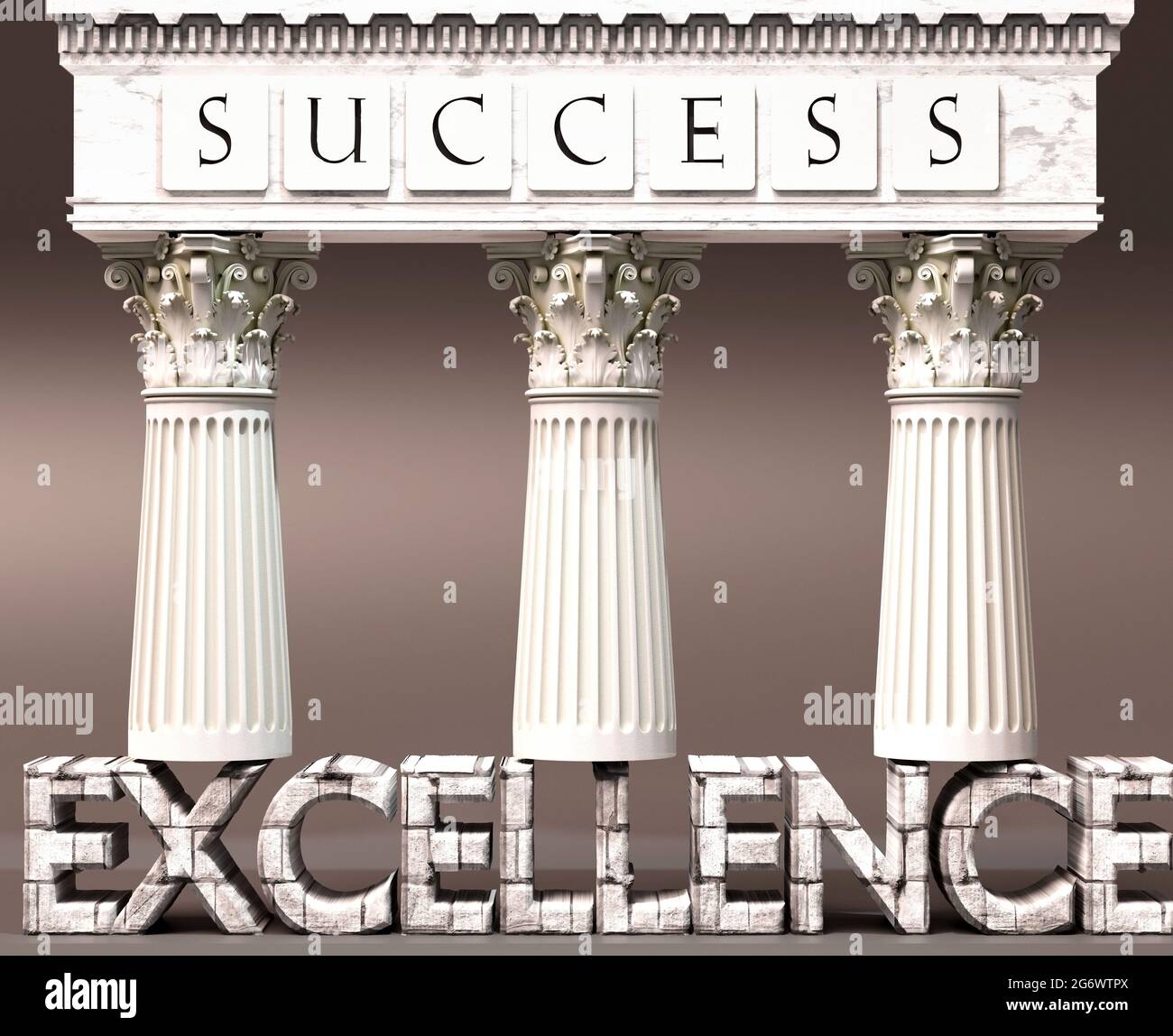 Excellence as a foundation of success - symbolized by pillars of ...