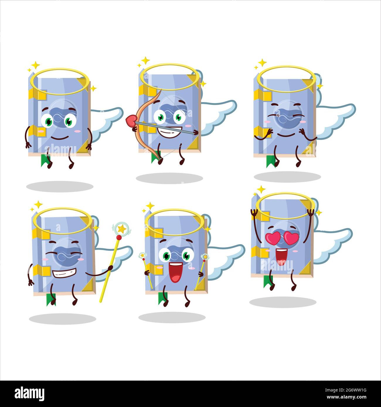 Air book of magic cartoon designs as a cute angel character. Vector ...