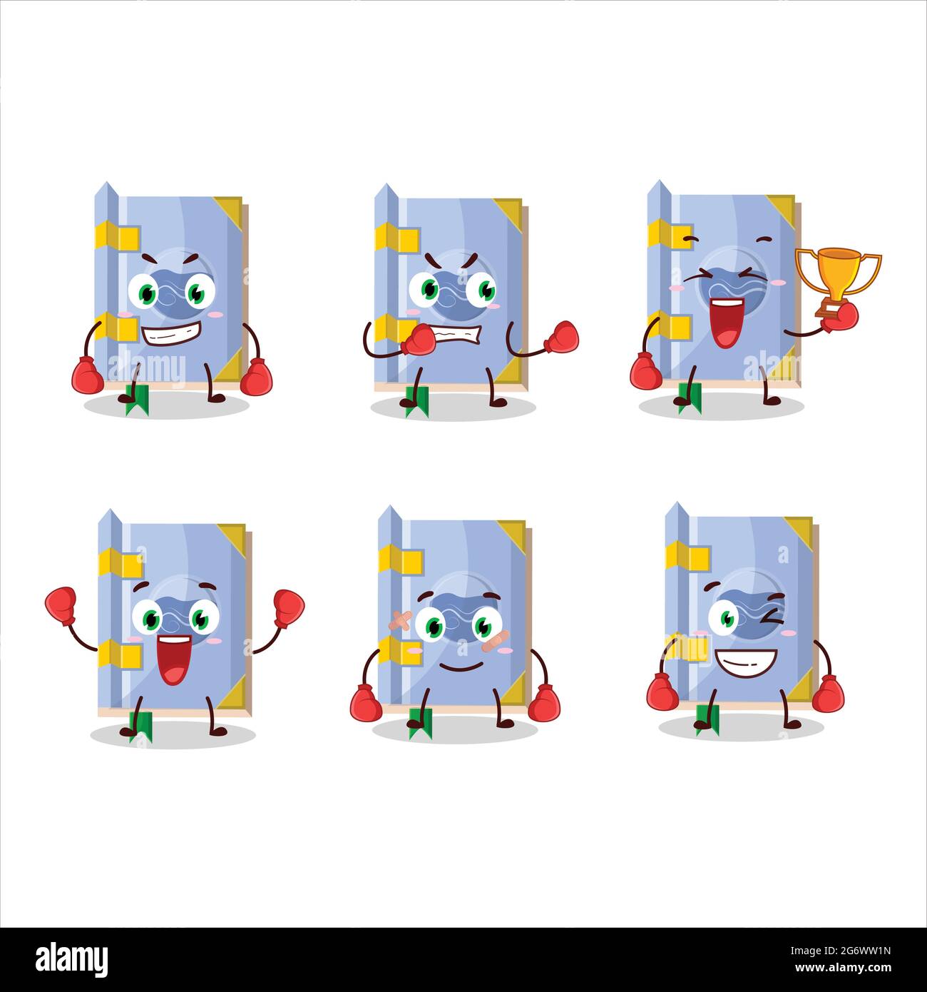 A sporty air book of magic boxing athlete cartoon mascot design. Vector ...