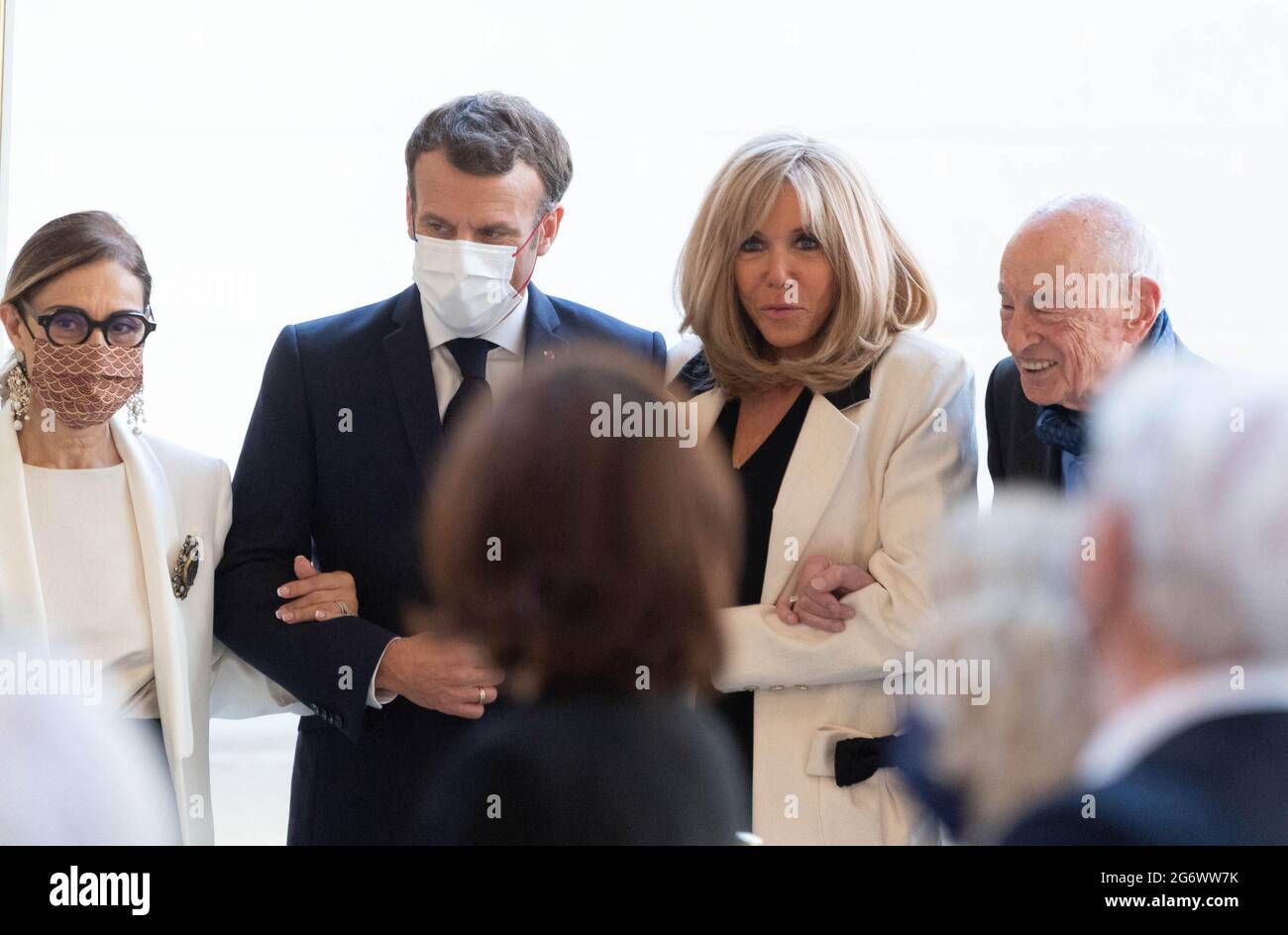 Paris, Francel July 8, 2021. Edgar Morin wife Sabah Abouessalam ...