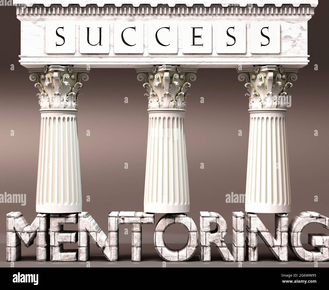 Mentoring as a foundation of success - symbolized by pillars of success ...