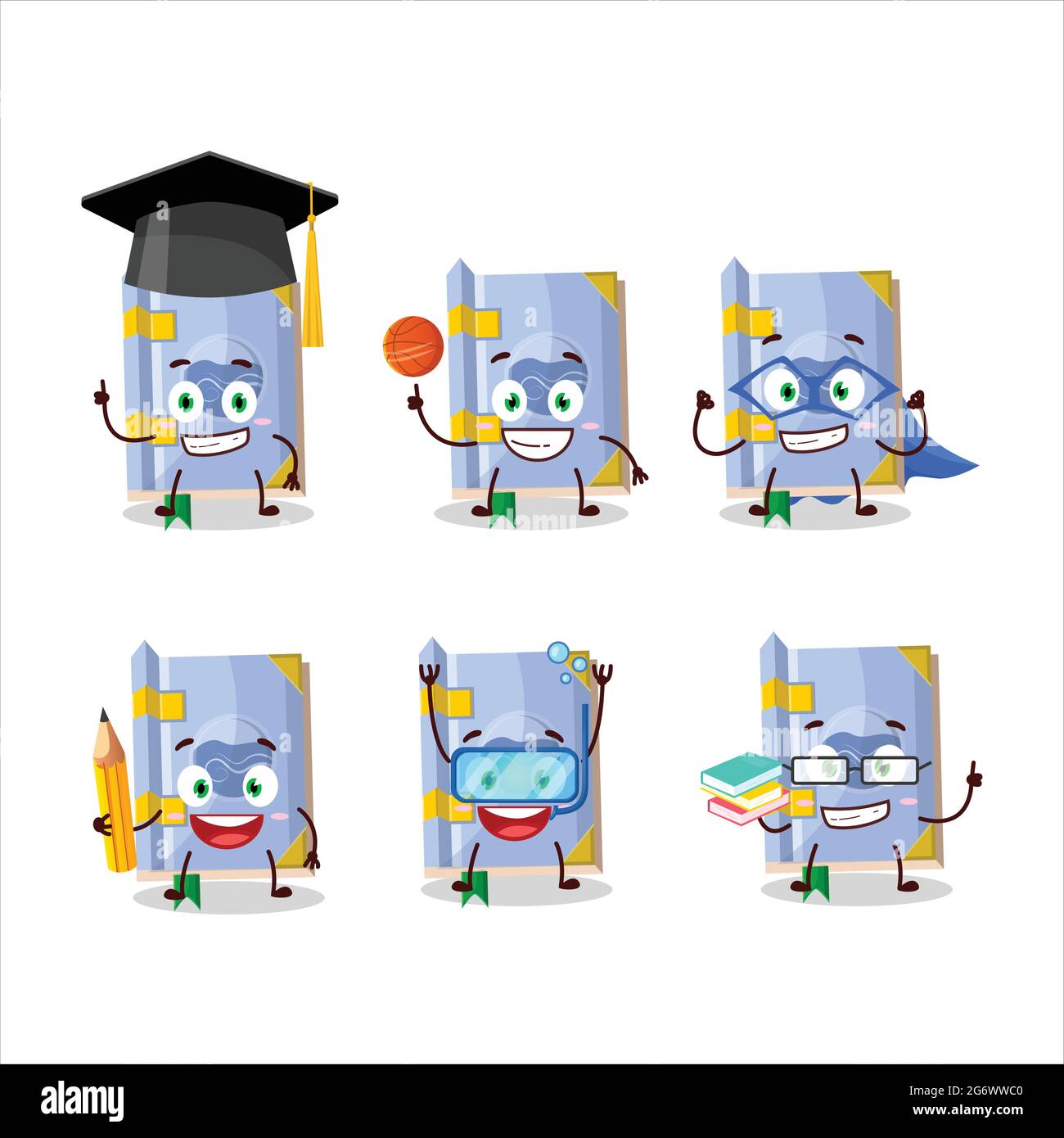 School student of air book of magic cartoon character with various ...