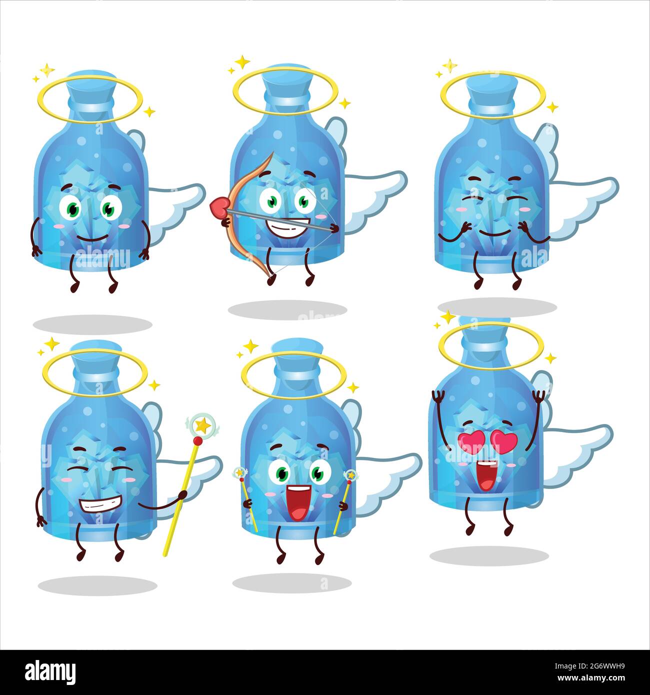 Magic potion blue bottle cartoon designs as a cute angel character ...