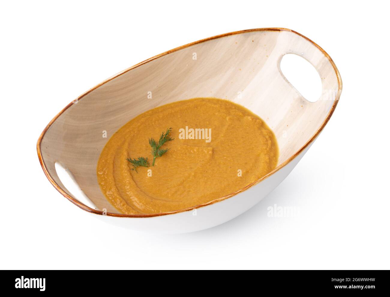 Vegetable cream soup isolated on white background Stock Photo - Alamy