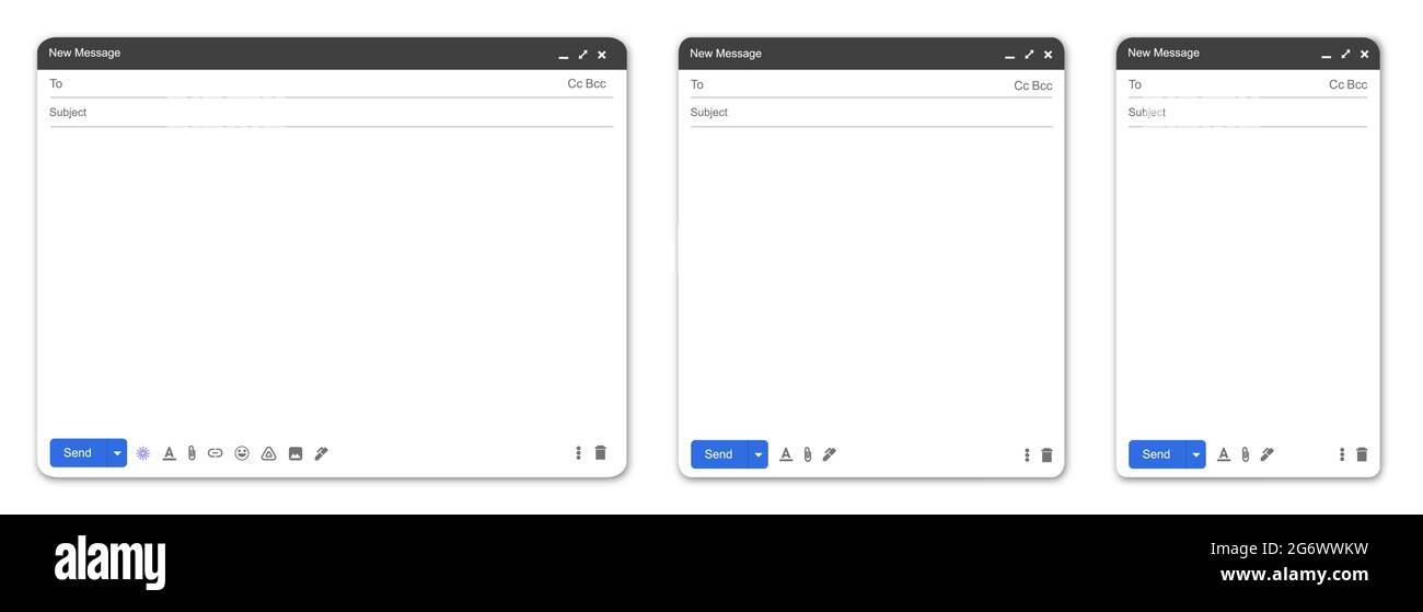 Set of email interface. Mail mockup window for feedback form. Template ...