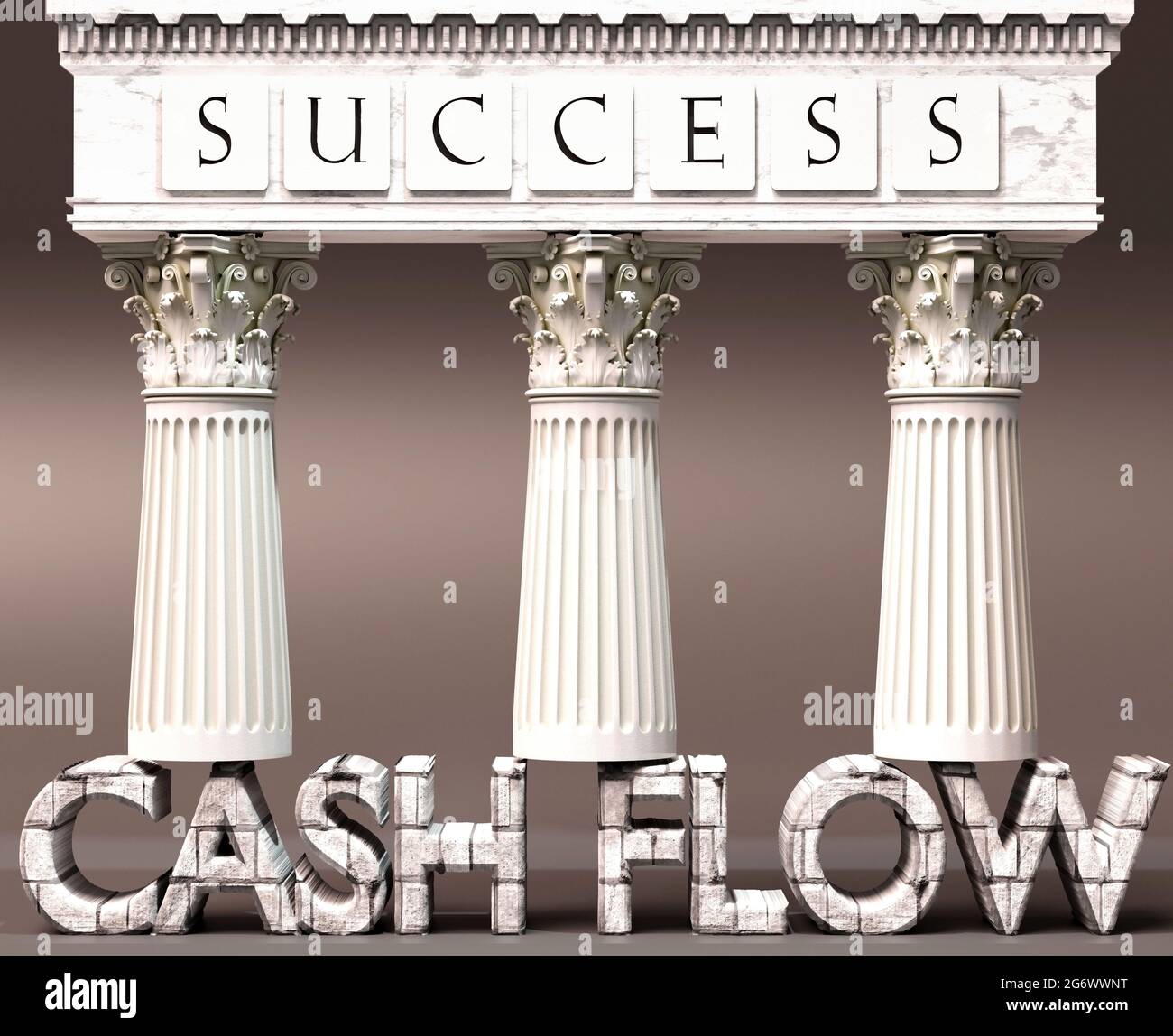 Cash flow as a foundation of success - symbolized by pillars of success ...