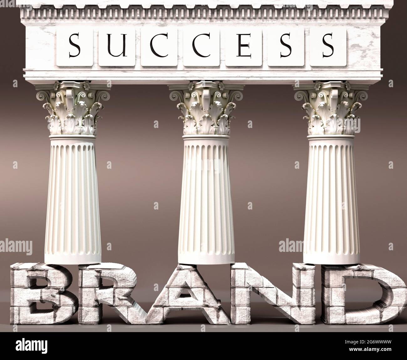 Brand as a foundation of success - symbolized by pillars of success ...