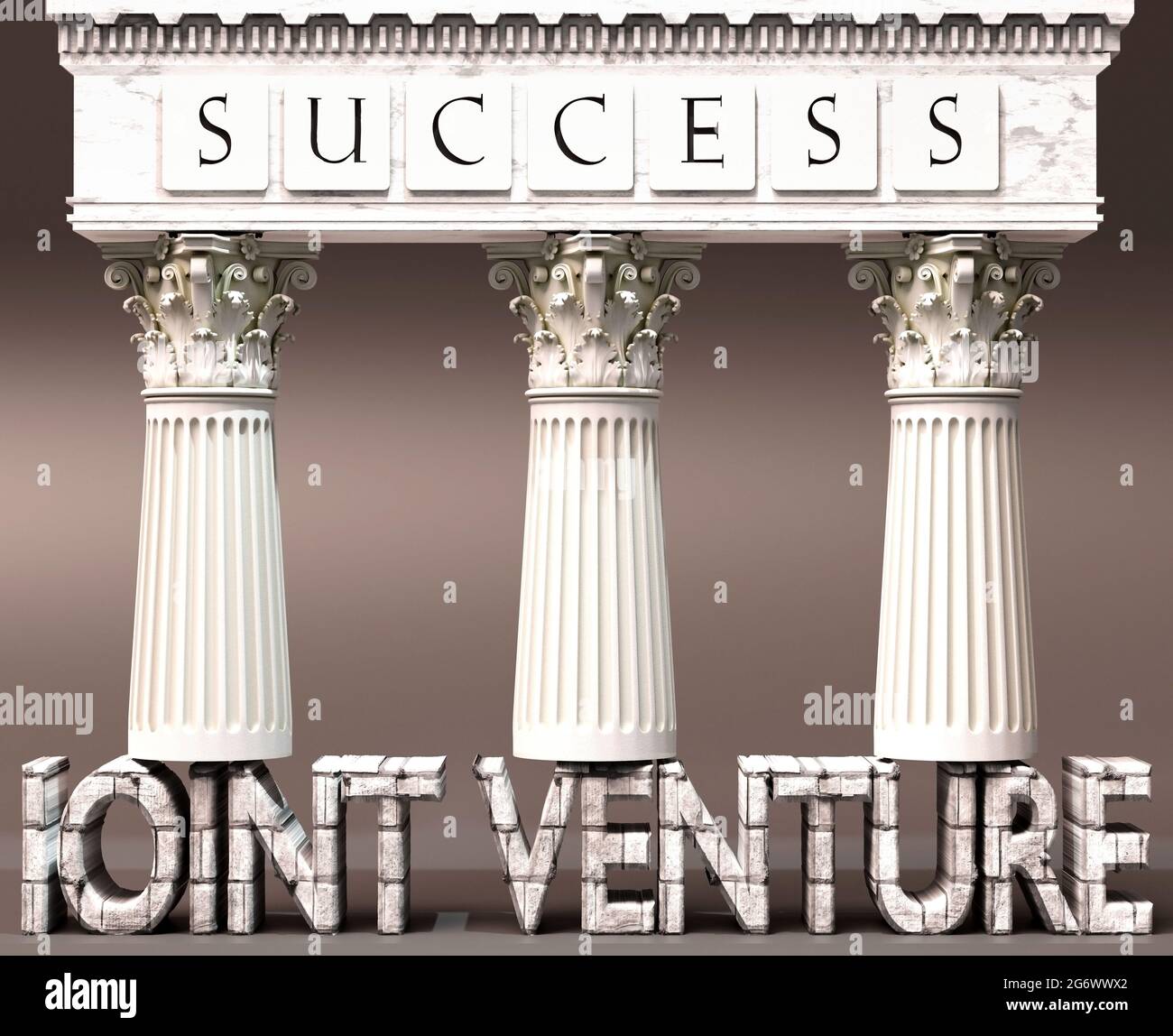 Joint venture as a foundation of success - symbolized by pillars of ...