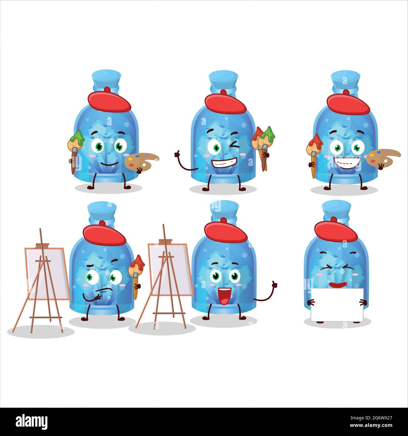 Artistic Artist of magic potion blue bottle cartoon character painting ...