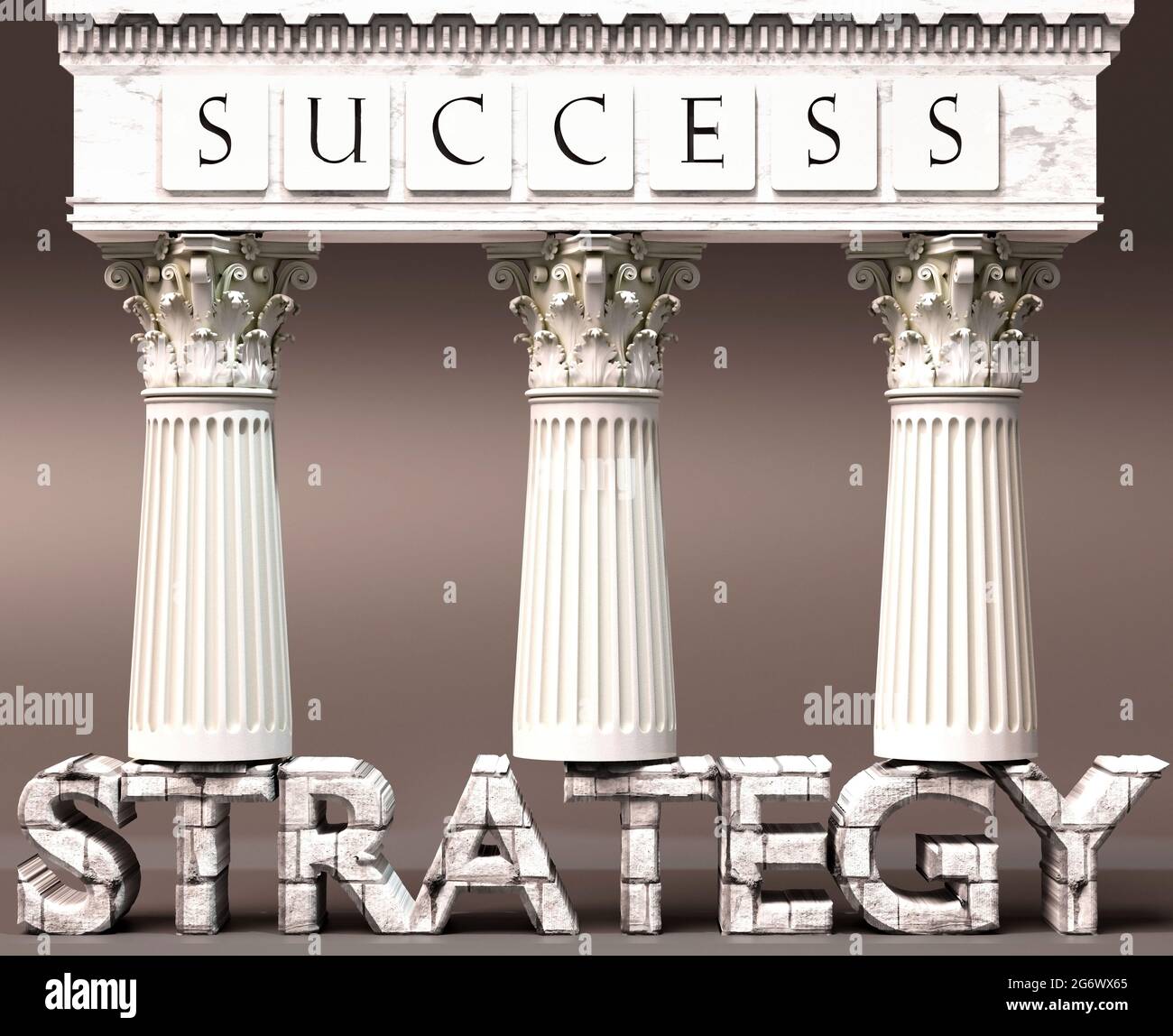 Strategy as a foundation of success - symbolized by pillars of success ...