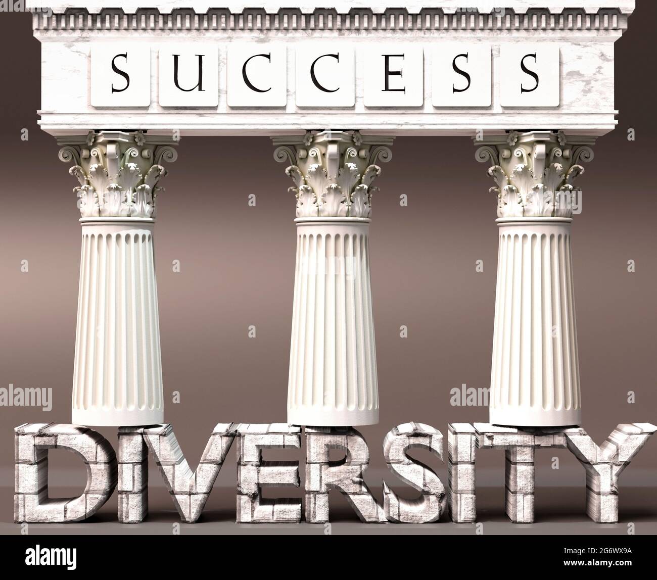 Diversity as a foundation of success - symbolized by pillars of success ...