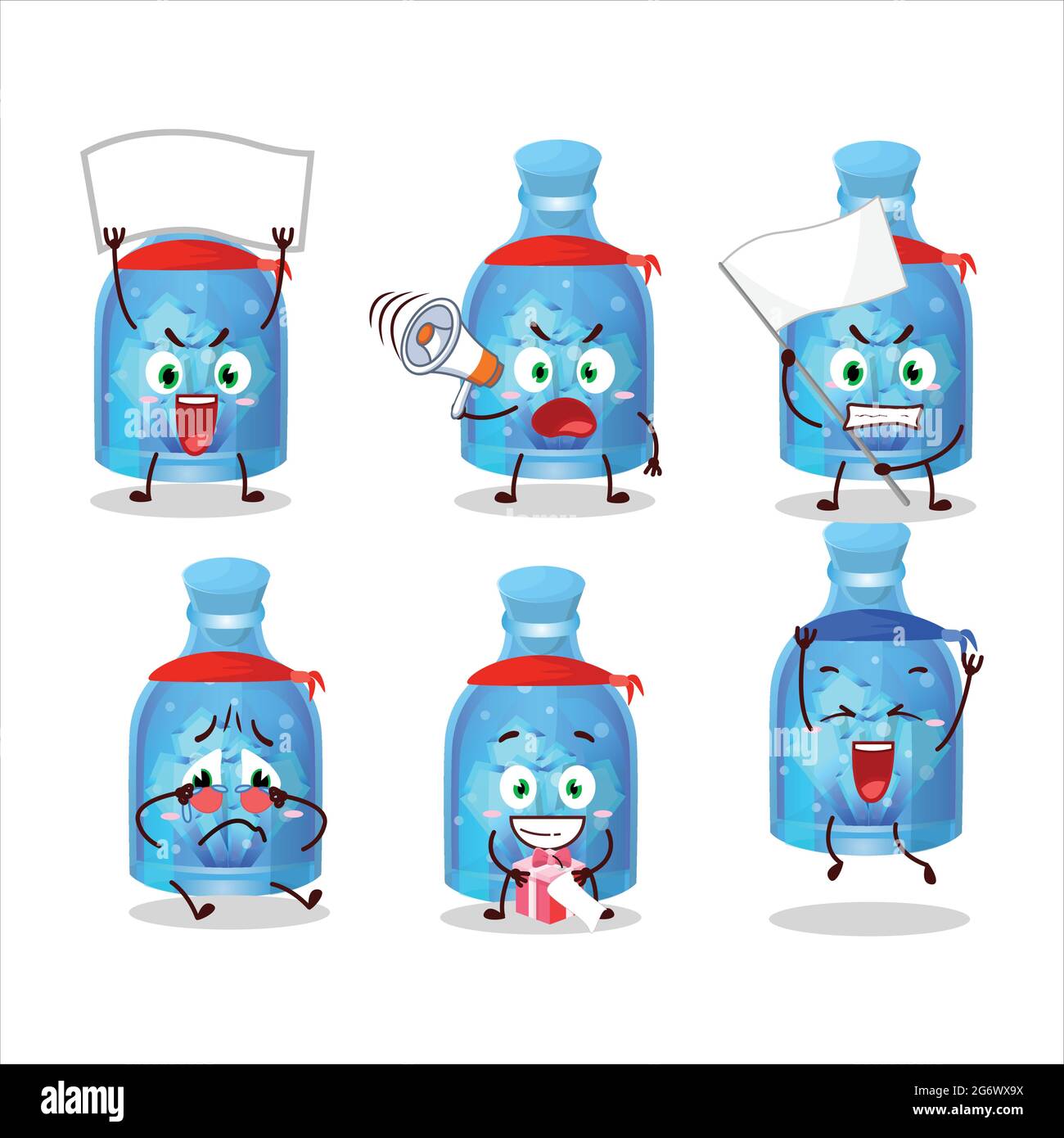 Mascot design style of magic potion blue bottle character as an ...