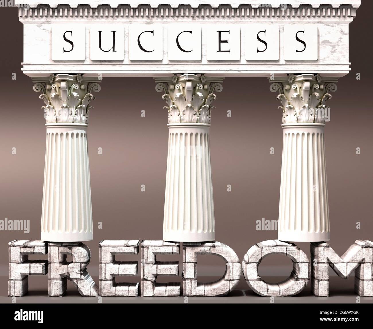 Freedom as a foundation of success - symbolized by pillars of success ...