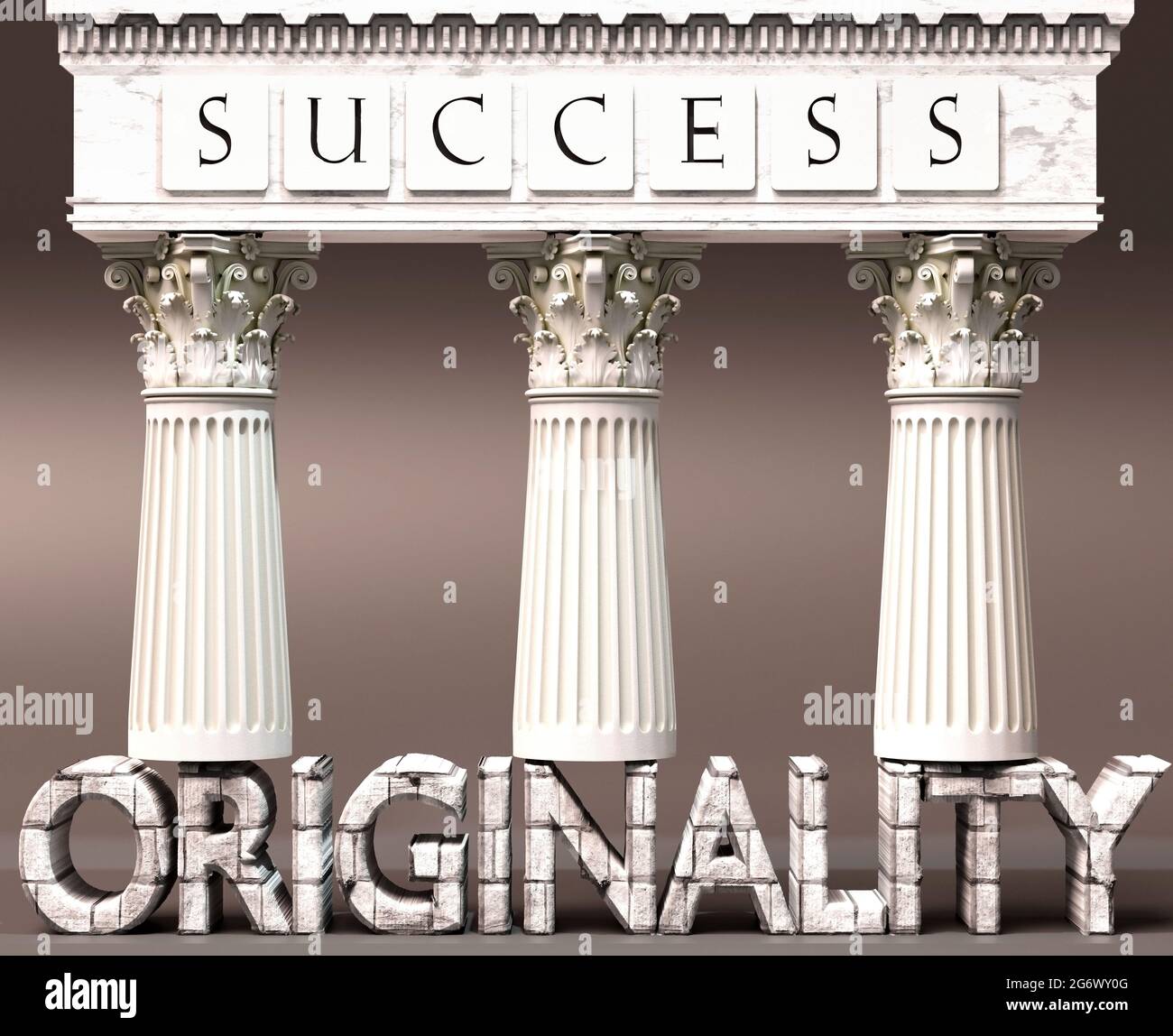 Originality as a foundation of success - symbolized by pillars of ...