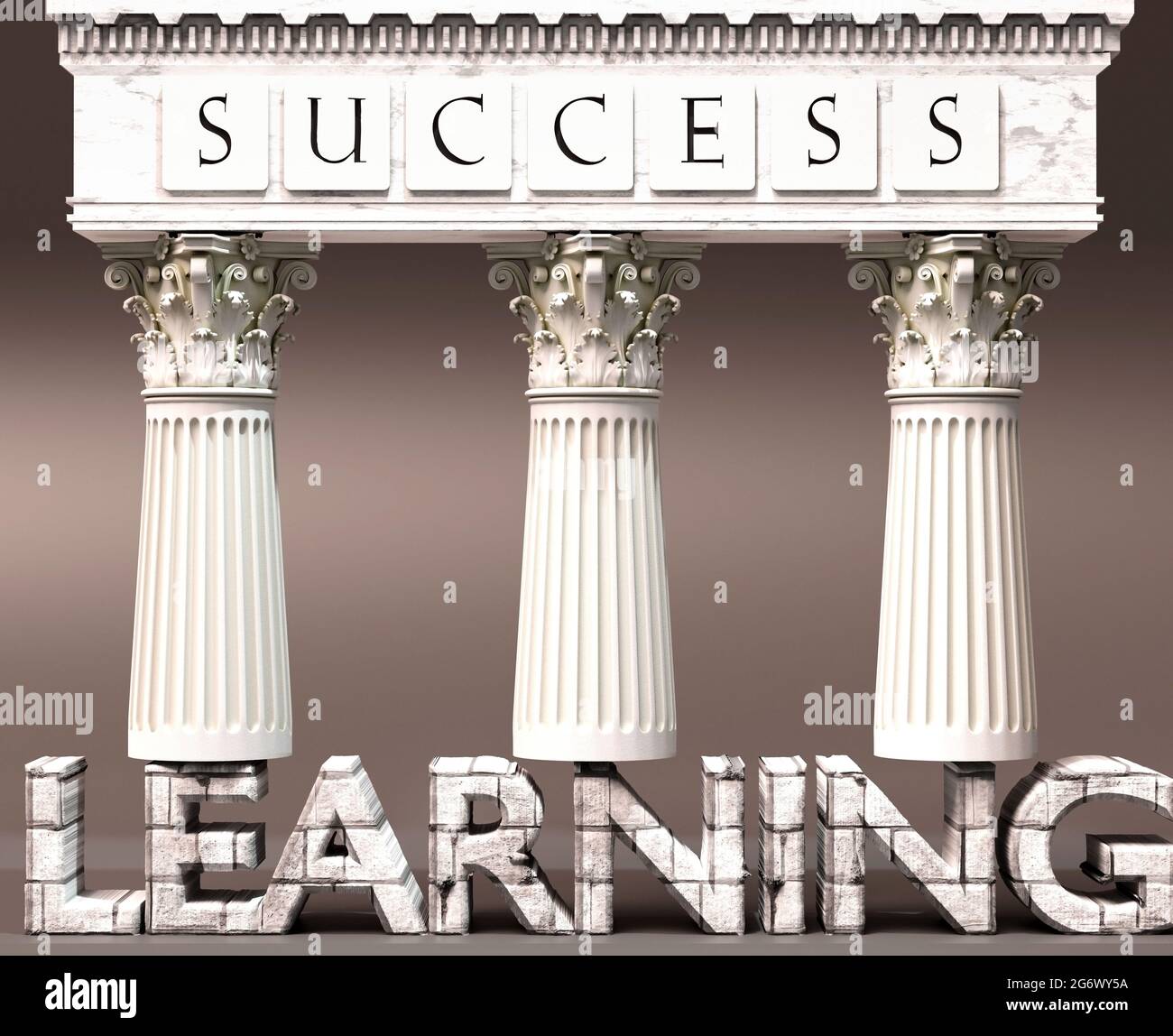 Learning as a foundation of success - symbolized by pillars of success ...