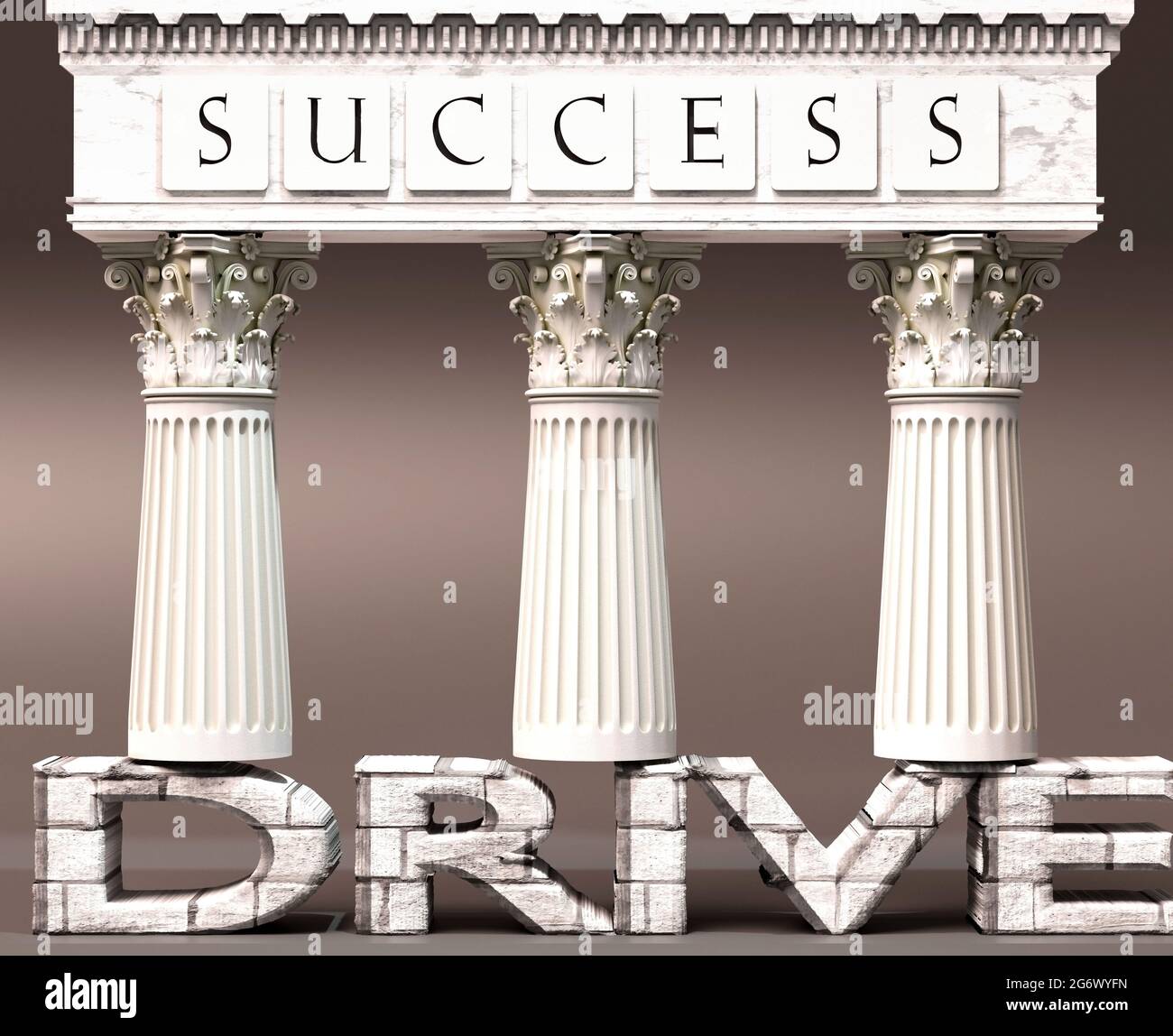 Drive as a foundation of success - symbolized by pillars of success ...