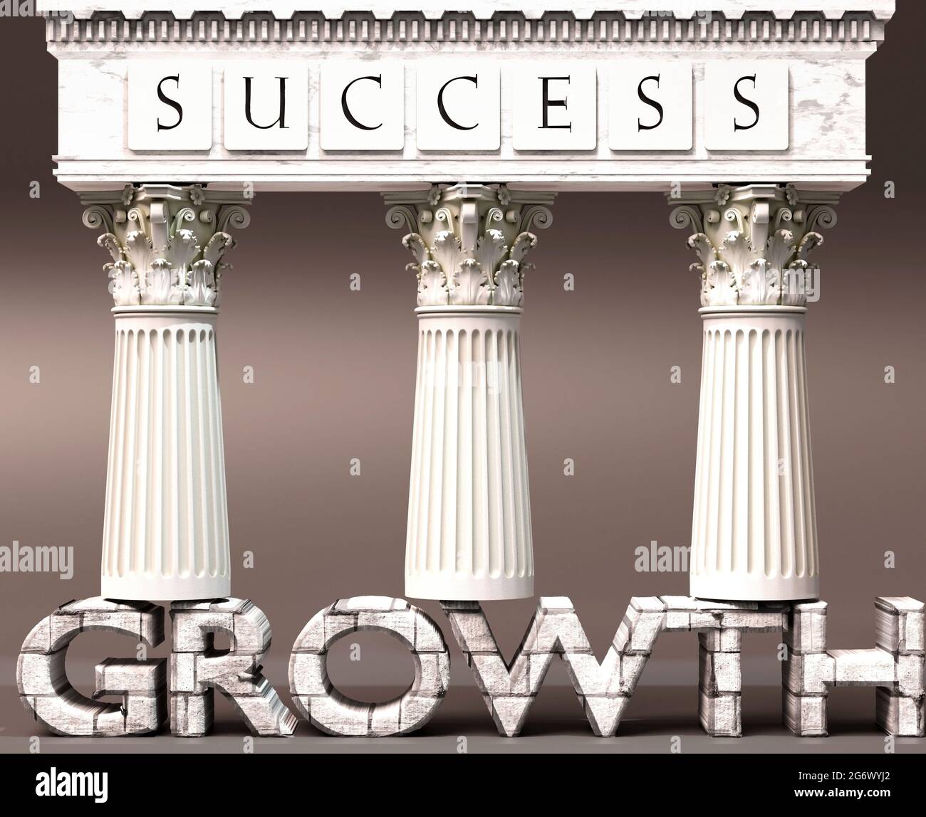 Growth as a foundation of success - symbolized by pillars of success ...