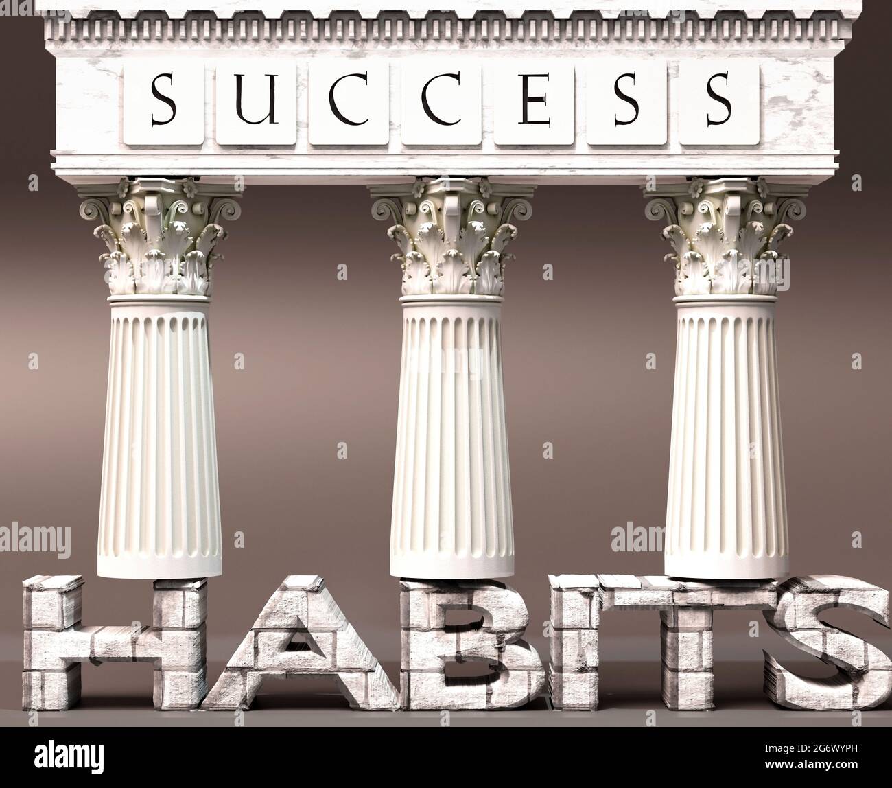 Habits as a foundation of success - symbolized by pillars of success ...