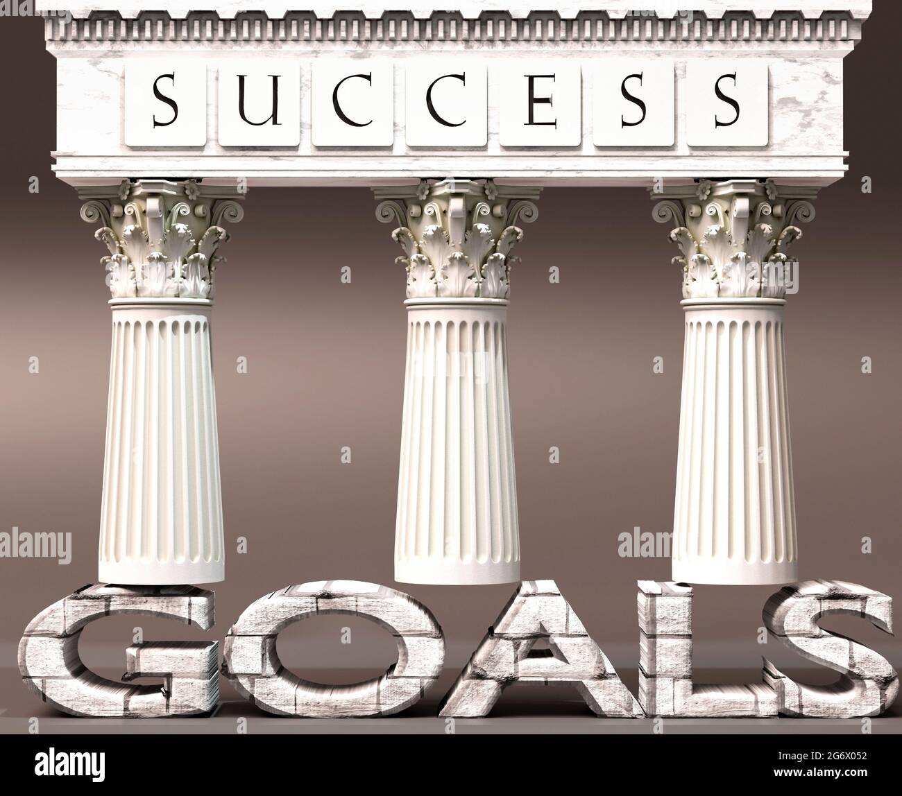 Goals as a foundation of success - symbolized by pillars of success ...