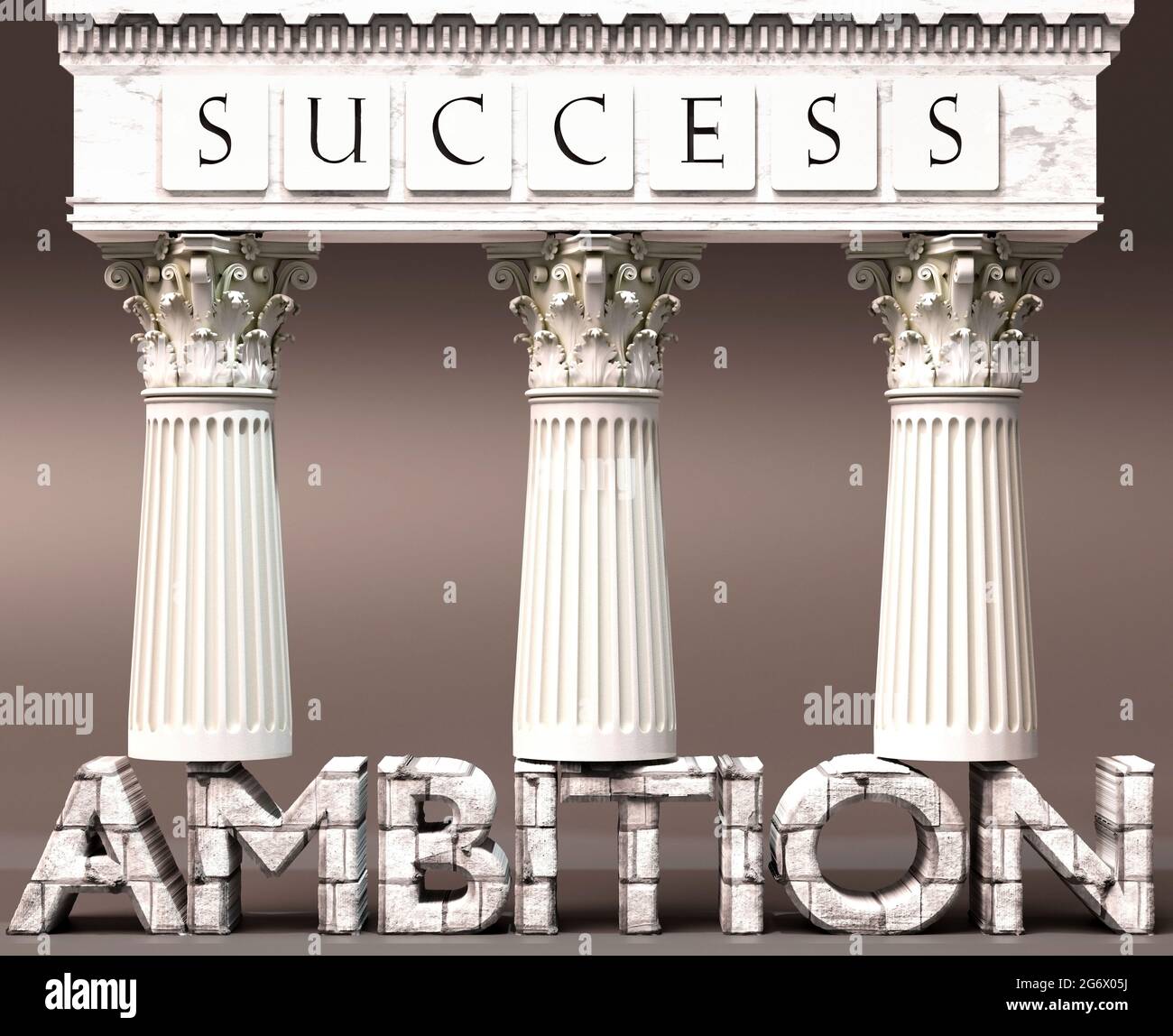 Ambition as a foundation of success - symbolized by pillars of success ...