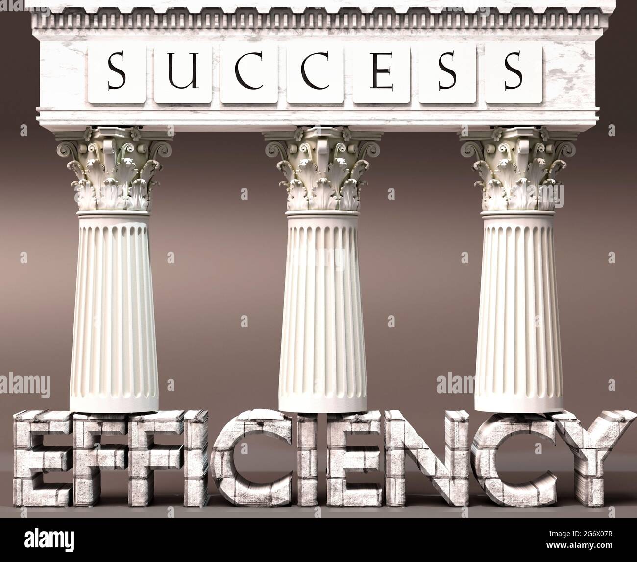 Efficiency as a foundation of success - symbolized by pillars of ...
