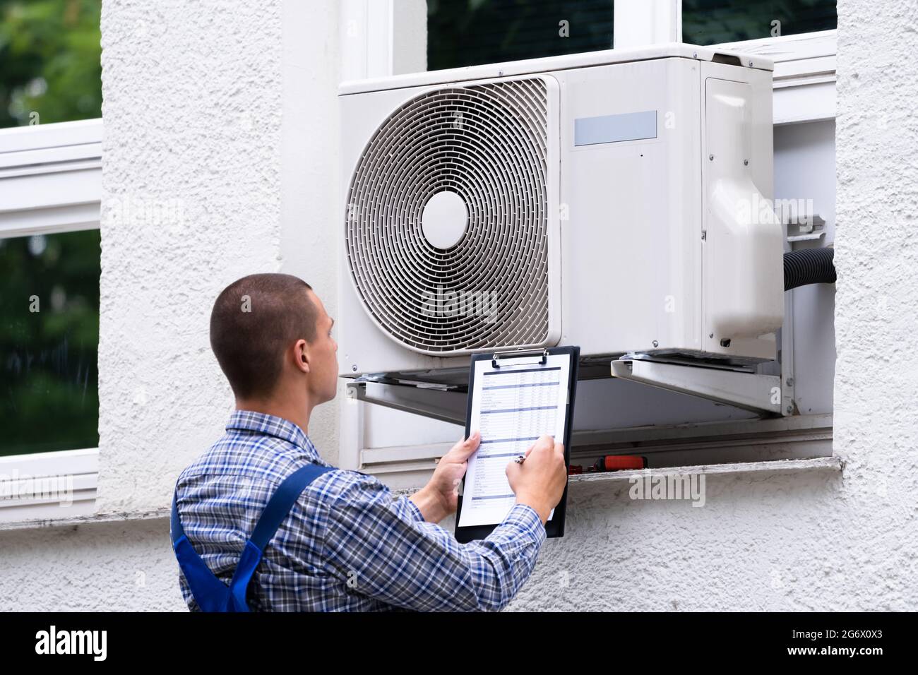 Air Condition Appliance Compressor Inspection Check Outside Stock Photo ...