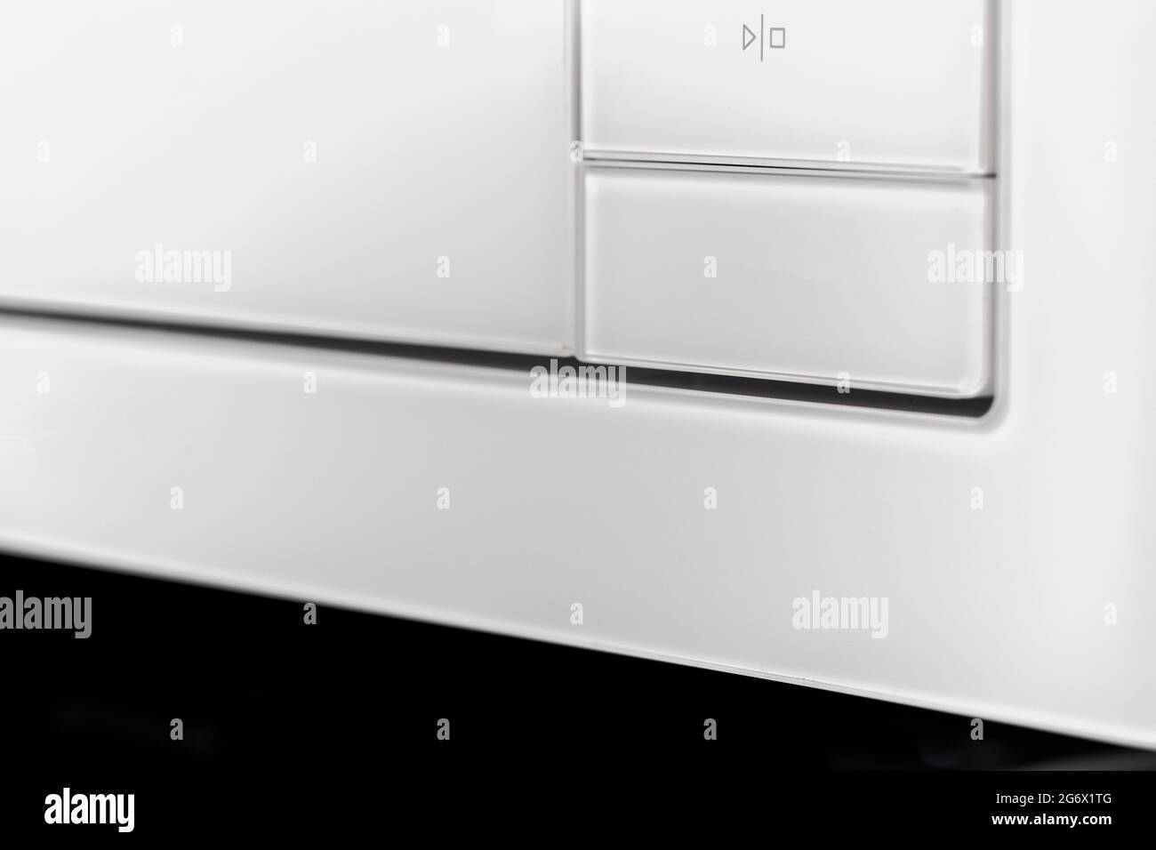 Close up of door opening button in modern microwave oven Stock Photo ...