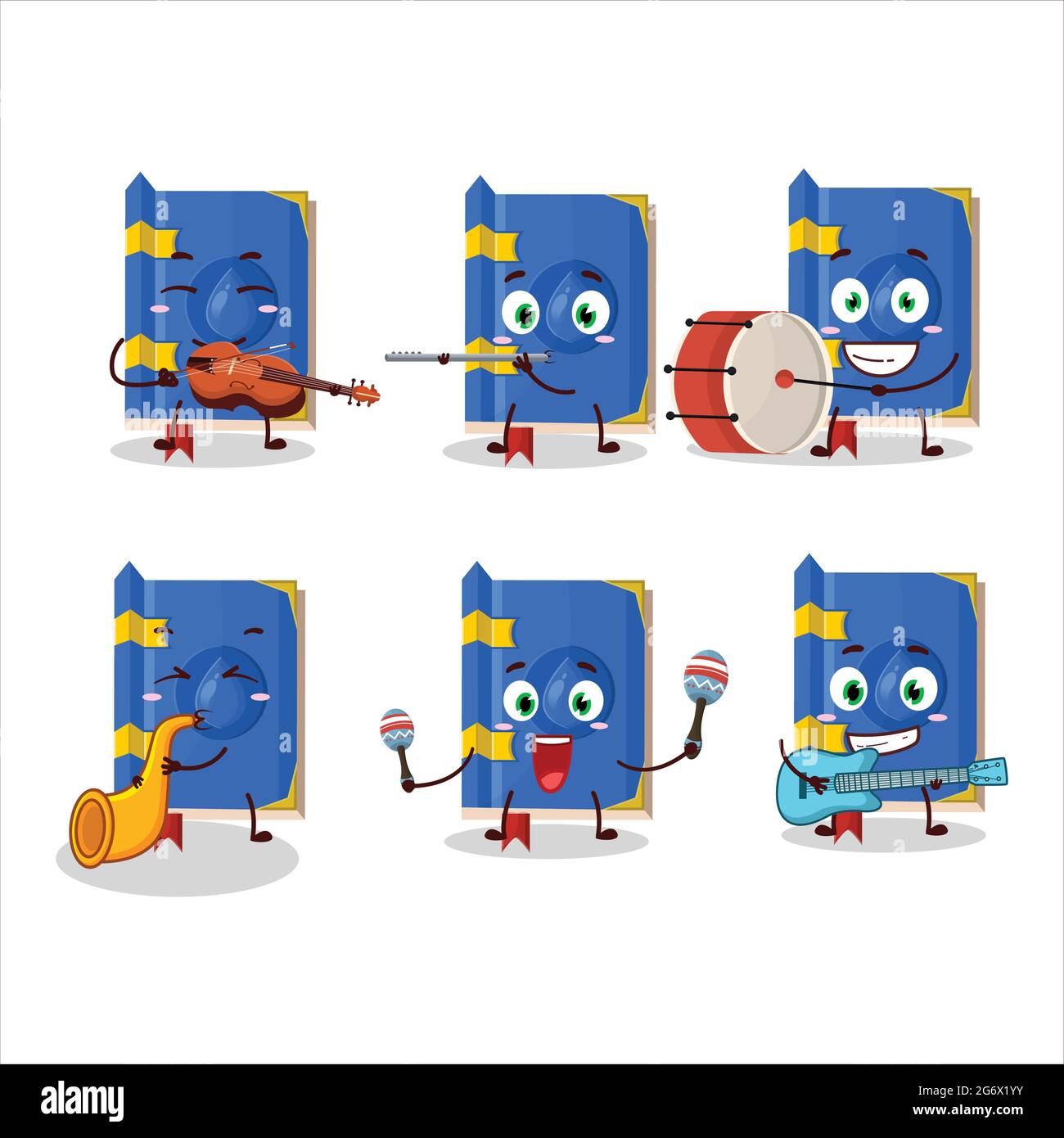 Cartoon character of water book of magic playing some musical ...