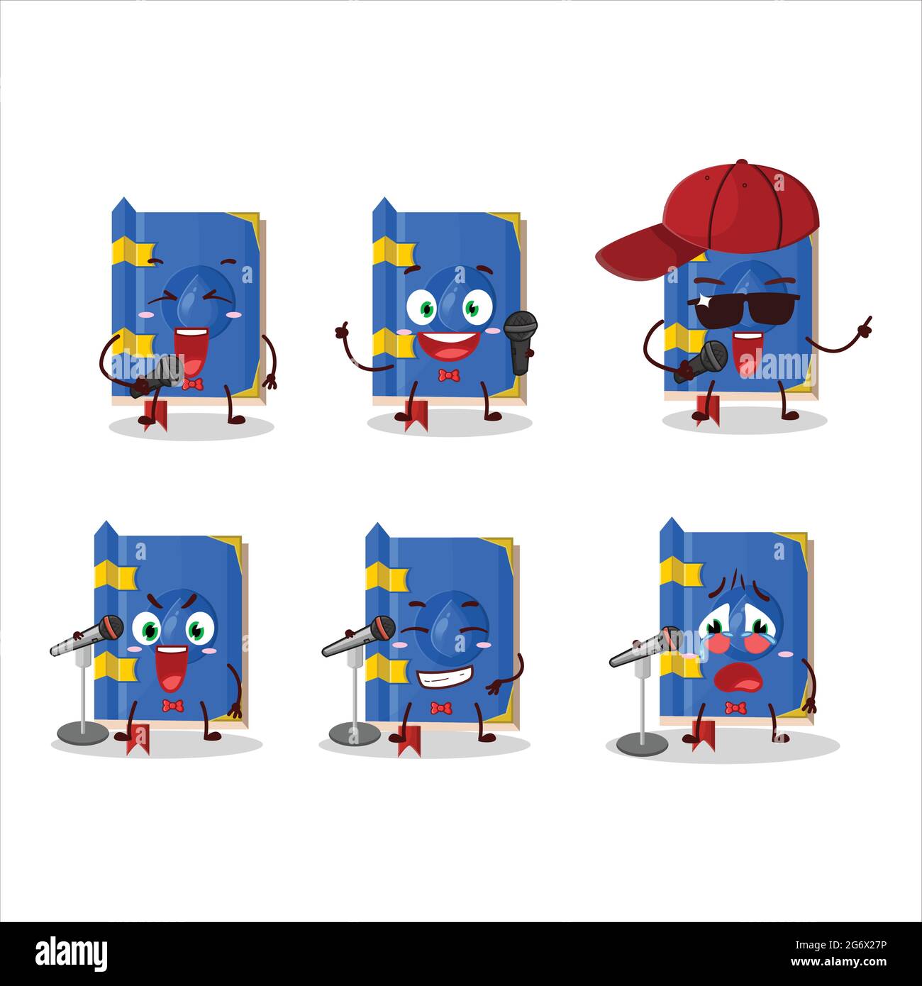 A Cute Cartoon design concept of water book of magic singing a famous ...