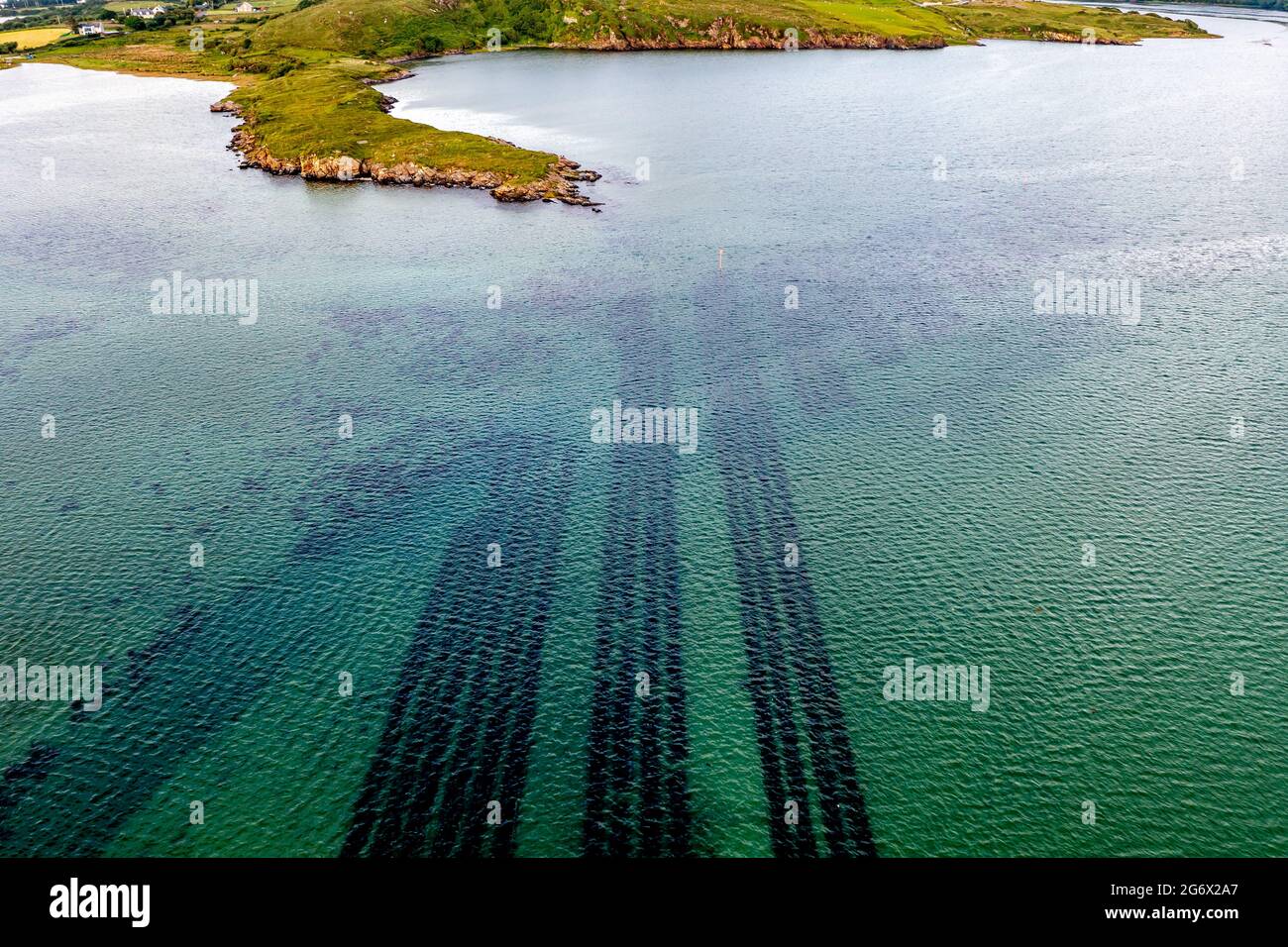 Aerial view of loyster farm by Ardara, County Donegal - Ireland Stock ...