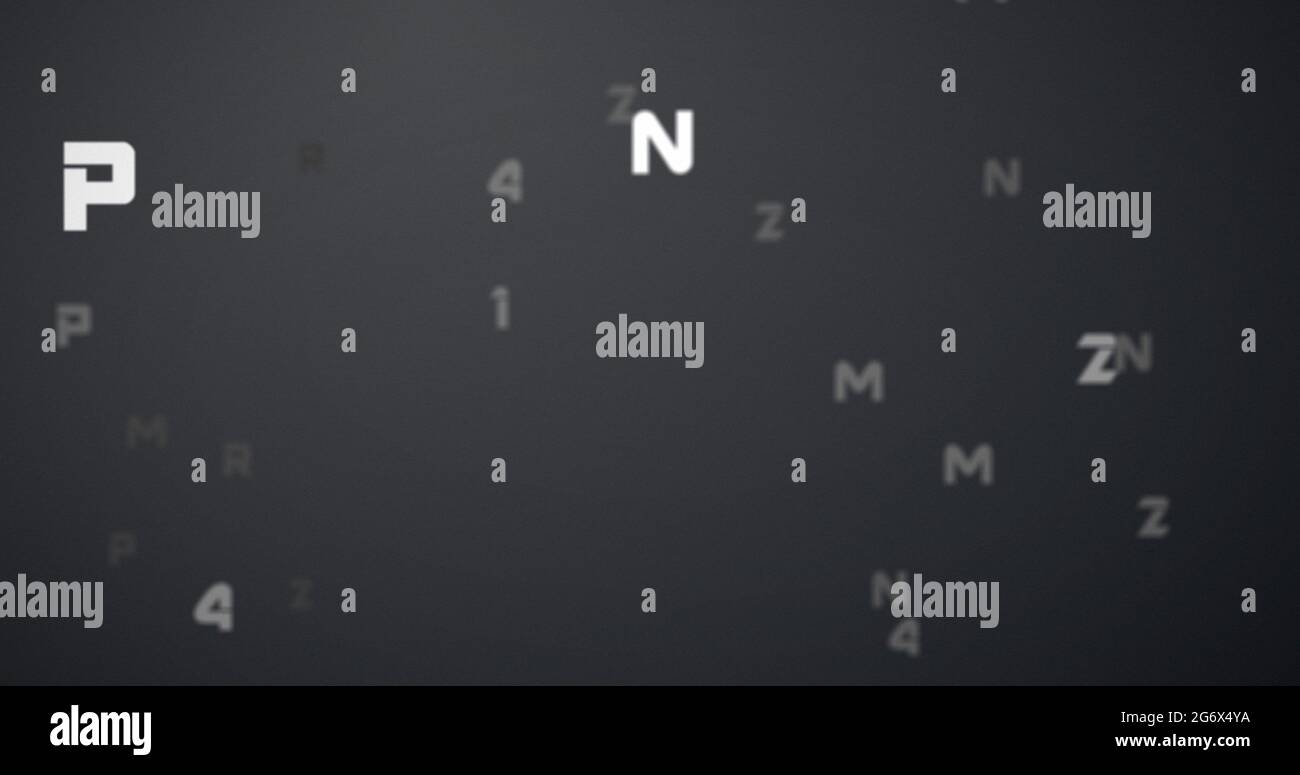 Digital image of random alphabets and numbers moving and changing ...