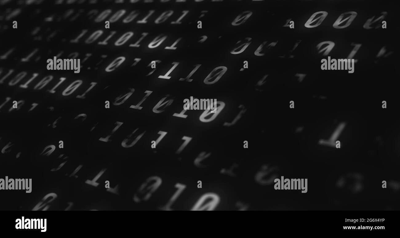 Black Lines Moving Over Binary Coding Data Processing Against Black 1241