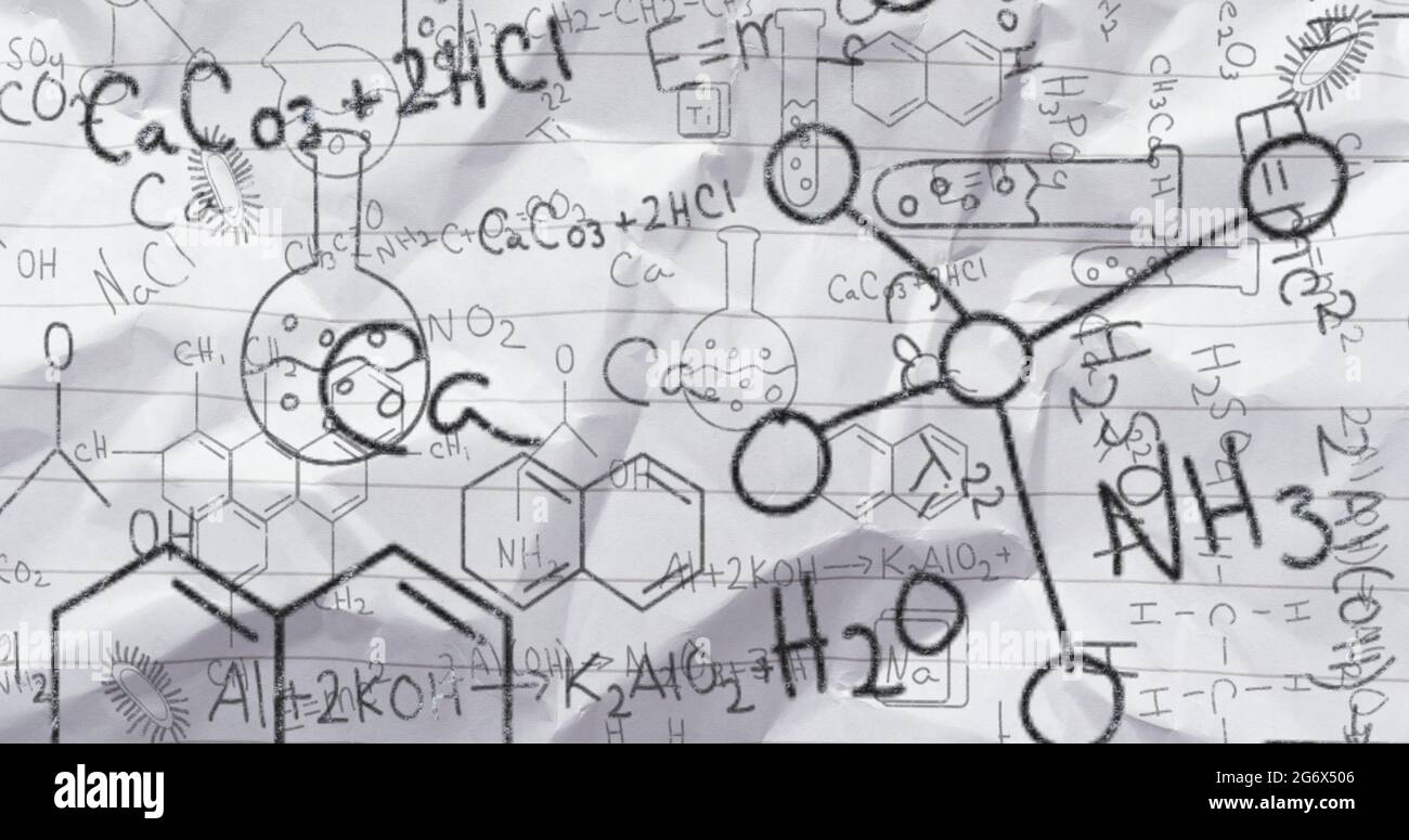 Image of black structural formulae of chemical compounds on paper Stock ...