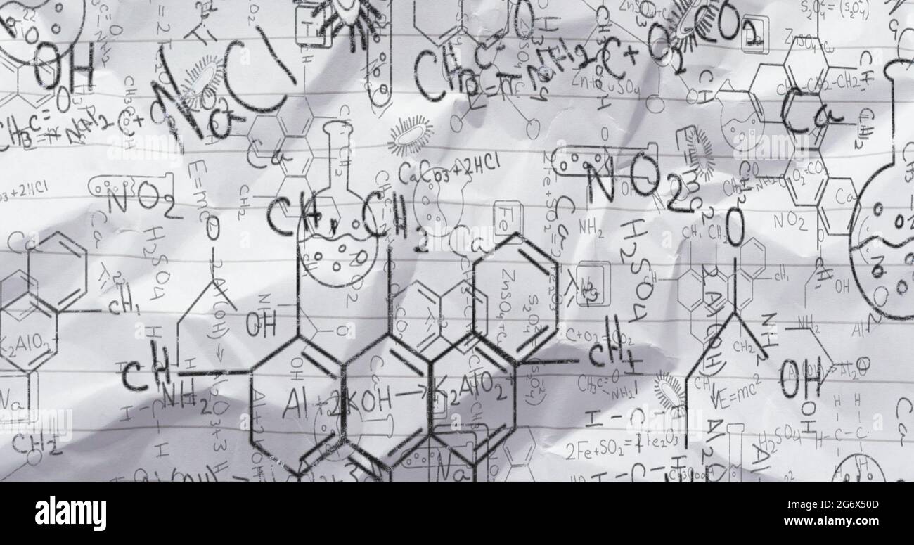 Image of black structural formulae of chemical compounds on paper Stock ...