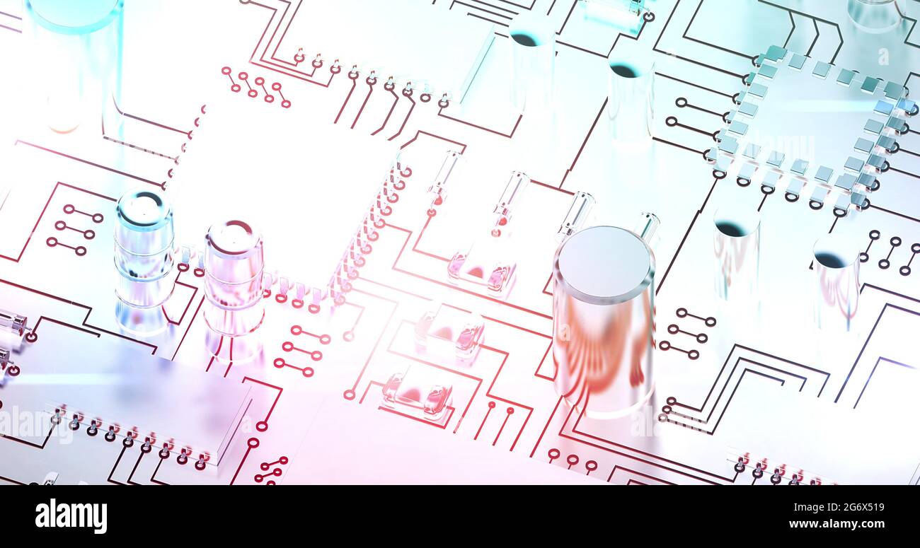 Image of computer circuit board elements over white background Stock ...
