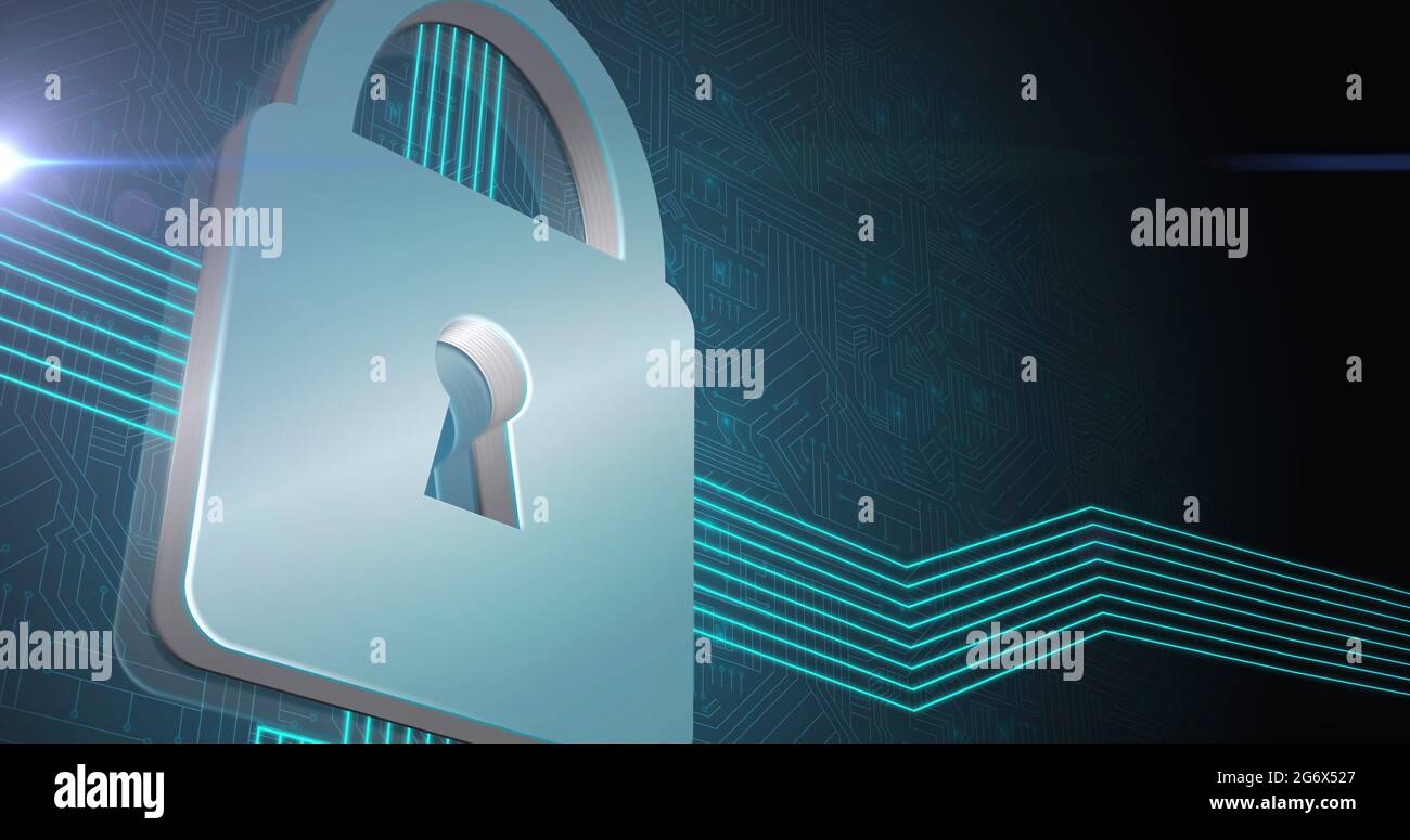 Image of online security padlock with glowing green lines Stock Photo ...