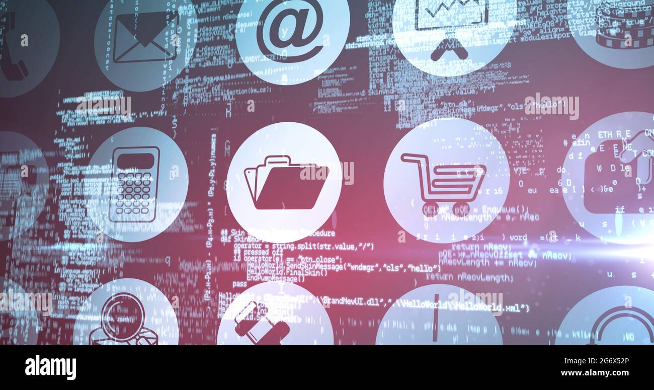Image of multiple digital icons over data processing Stock Photo - Alamy