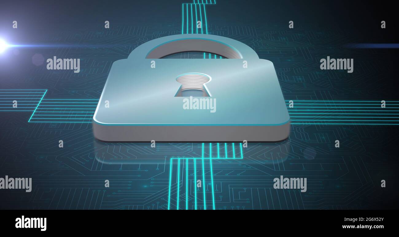 Image of online security padlock with glowing green lines Stock Photo ...